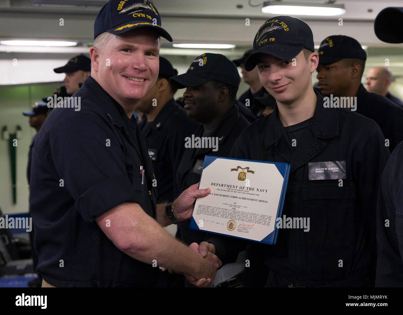 ATLANTIC OCEAN (Dec. 13, 2017) -- Boatswain's Mate Seaman Andrew Gibson ...