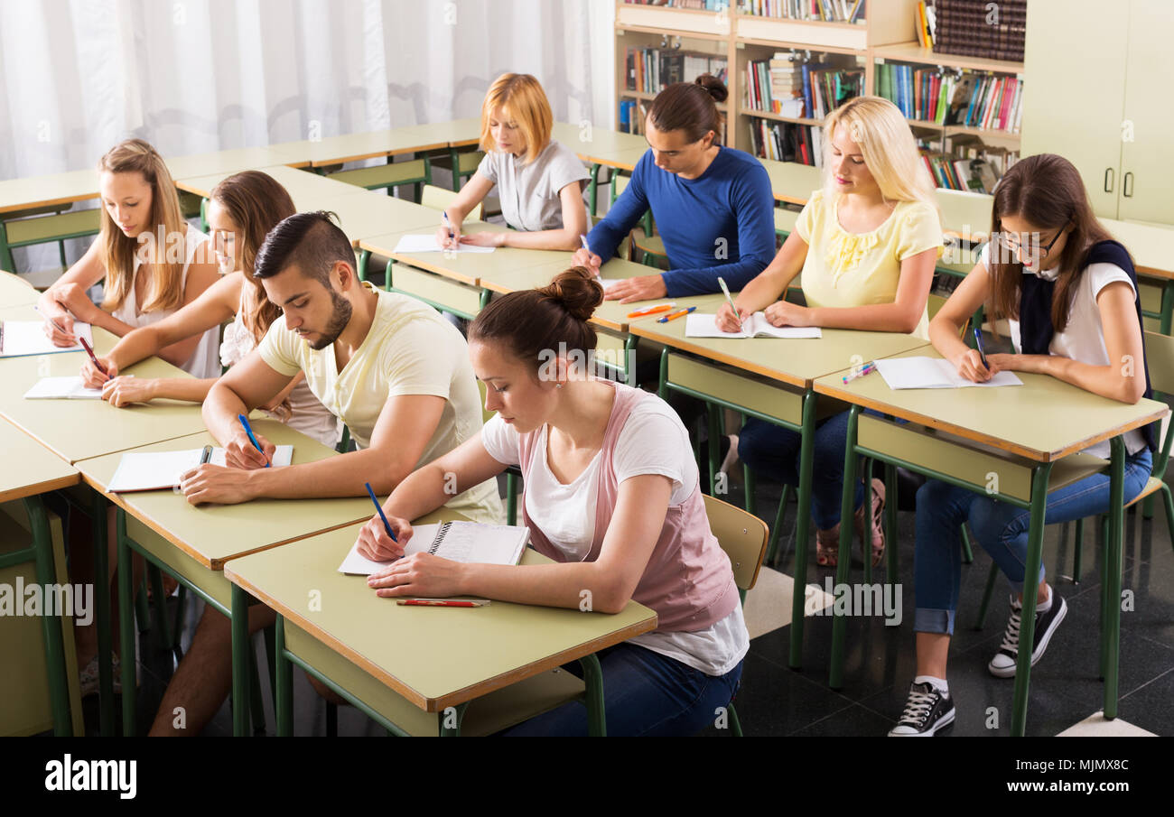 Beautiful students studying in the classroom Stock Photo - Alamy