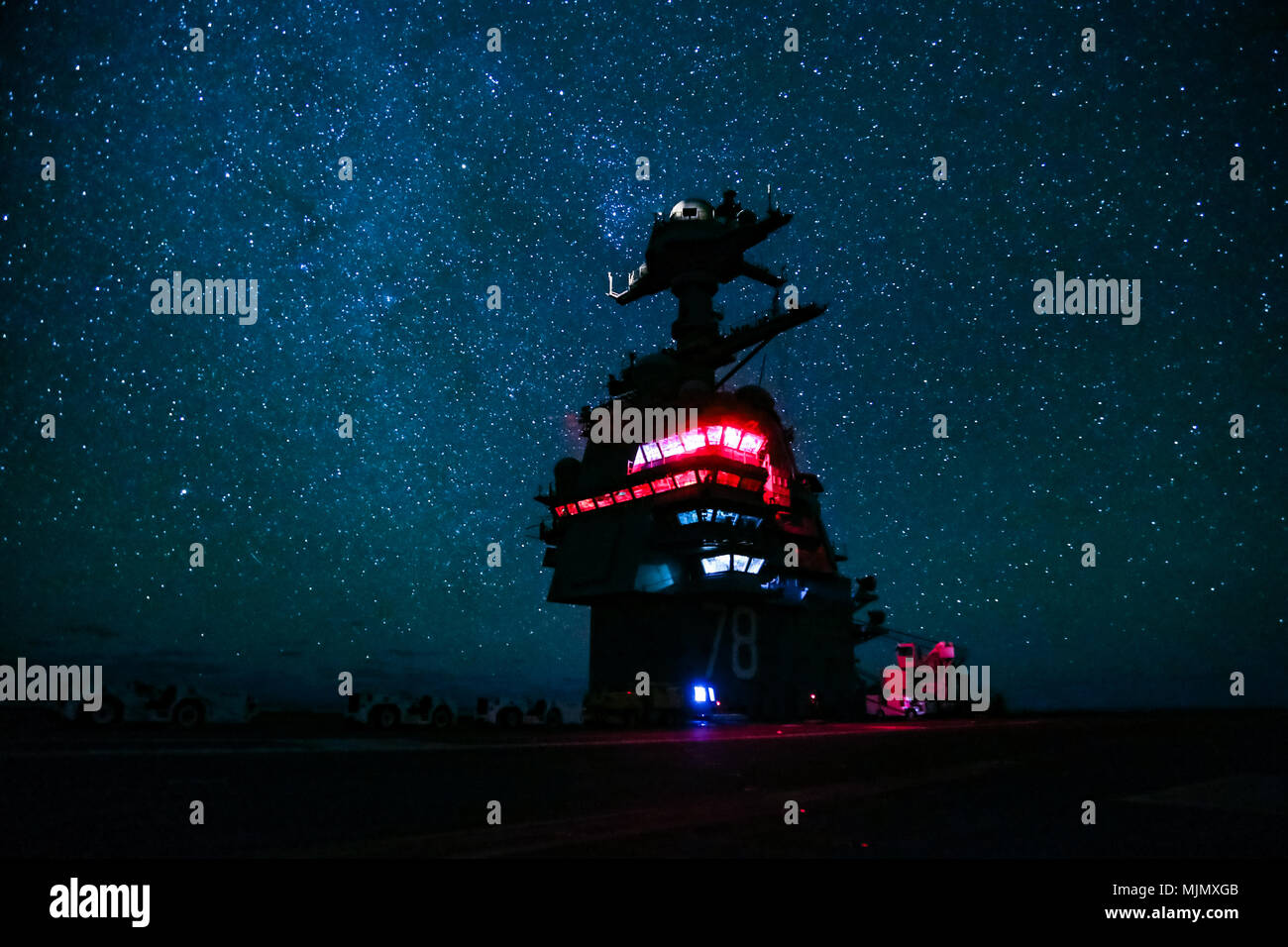 The superstructure of the aircraft carrier USS Gerald R. Ford (CVN 78 ...