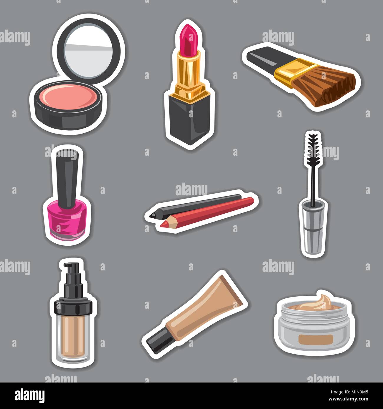 illustration of cometics and make up stickers set Stock Vector Image ...