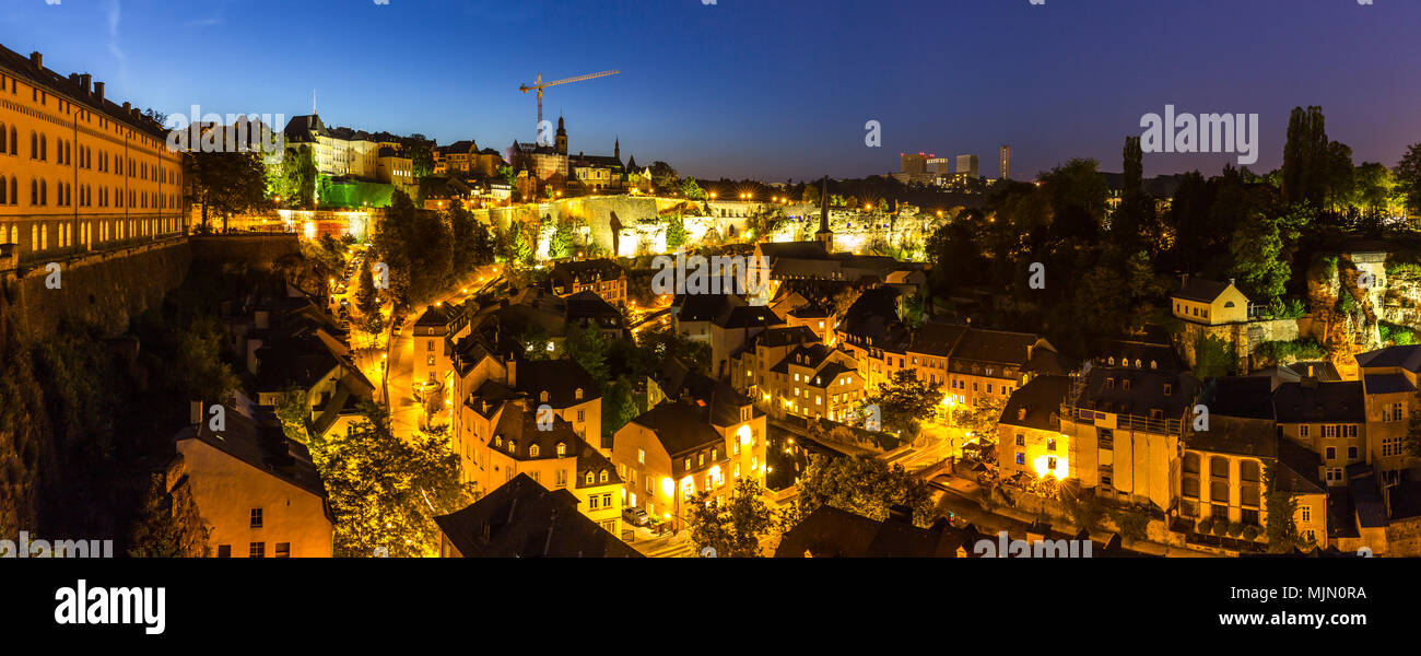 Luxembourg City sunset top view in Luxembourg Panorama Stock Photo - Alamy