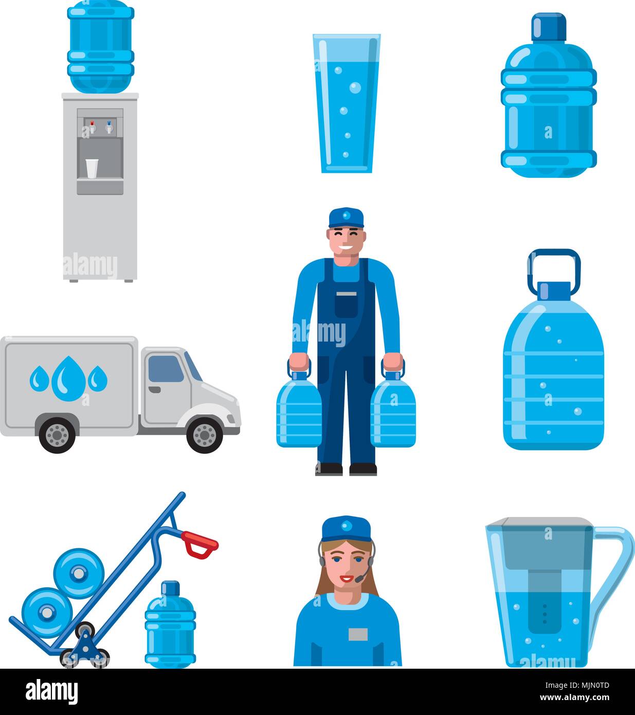 illustration of clean water delivery service icon set Stock Vector ...