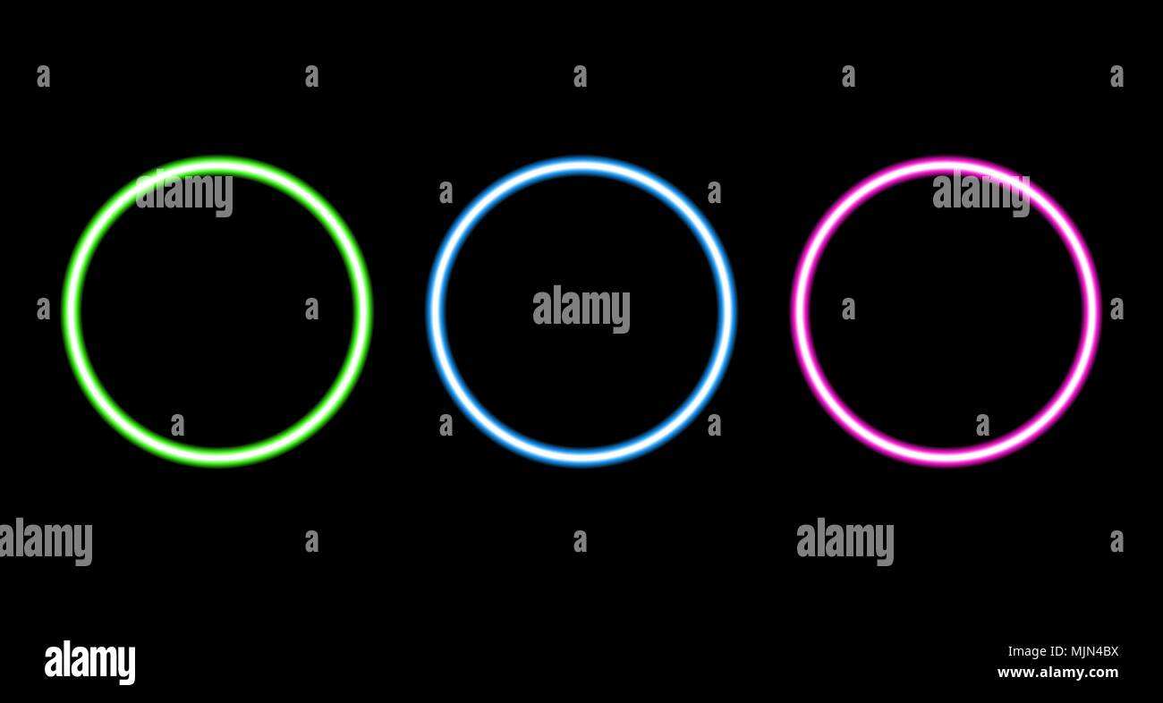 retro neon circle set isolated on black background Stock Vector Image ...