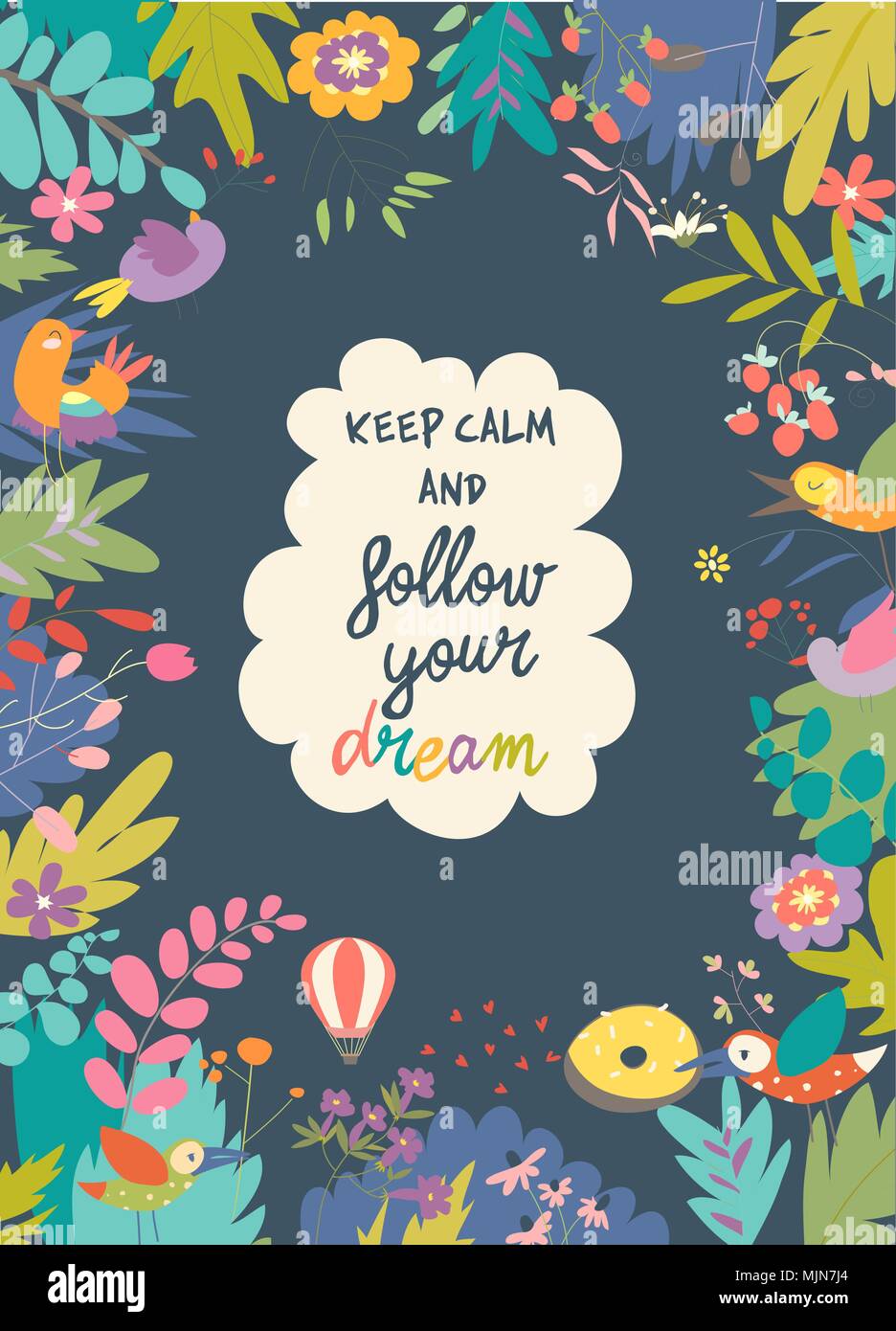 Cute frame composed of birds and flowers Stock Vector Image & Art - Alamy