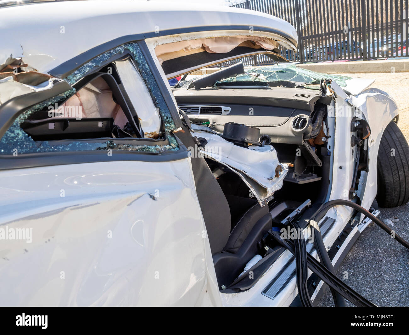 Car get damaged by an accident on the road Stock Photo - Alamy