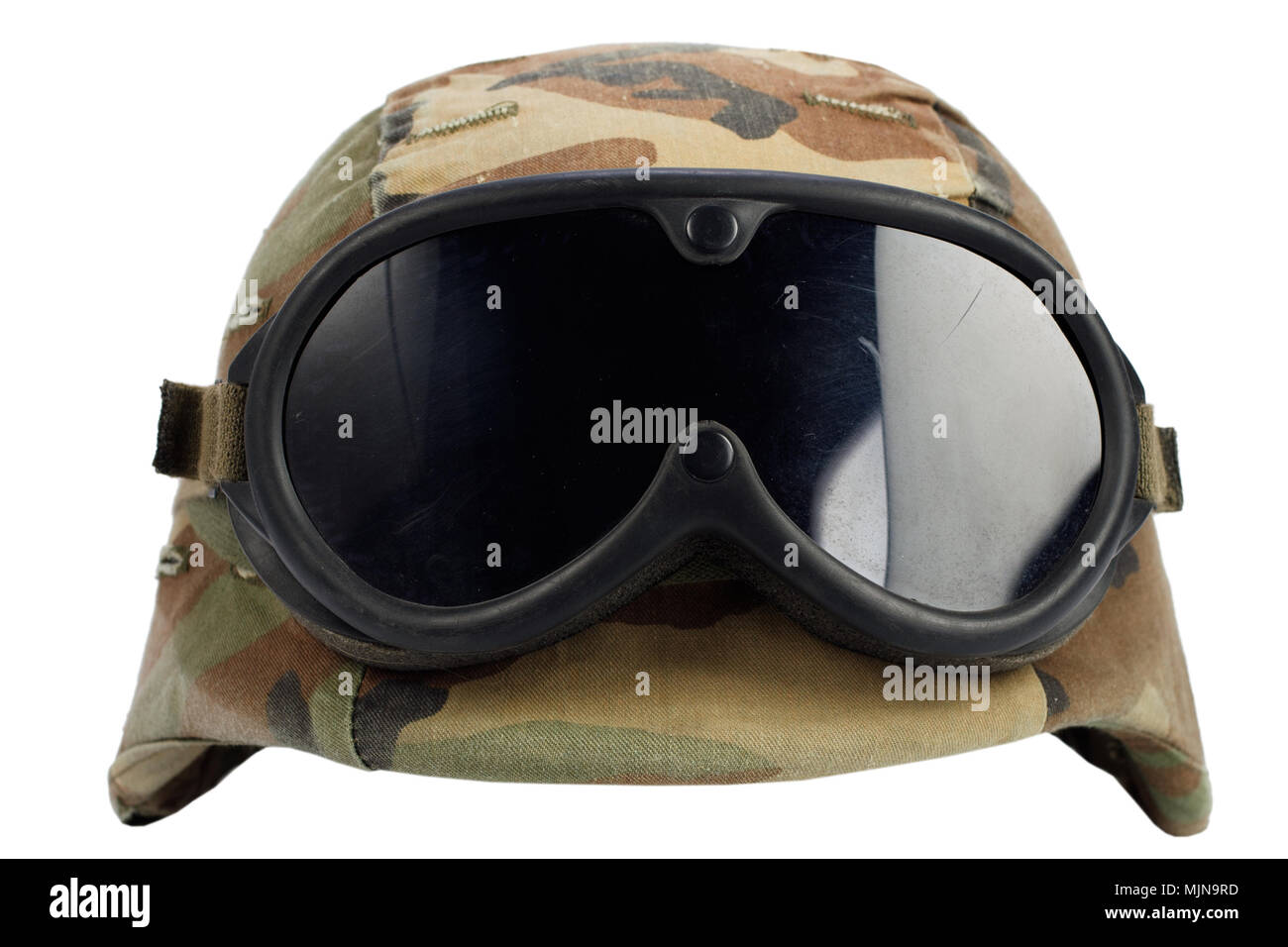 us army kevlar helmet with goggles isolated on white Stock Photo - Alamy