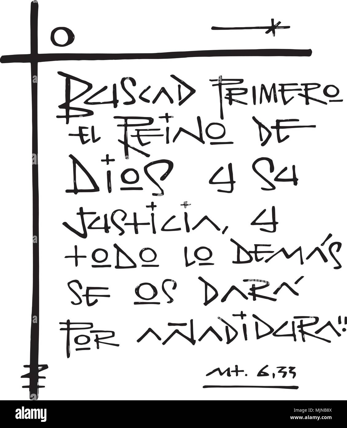 Hand drawn vector illustration or drawing of a religious phrase in ...