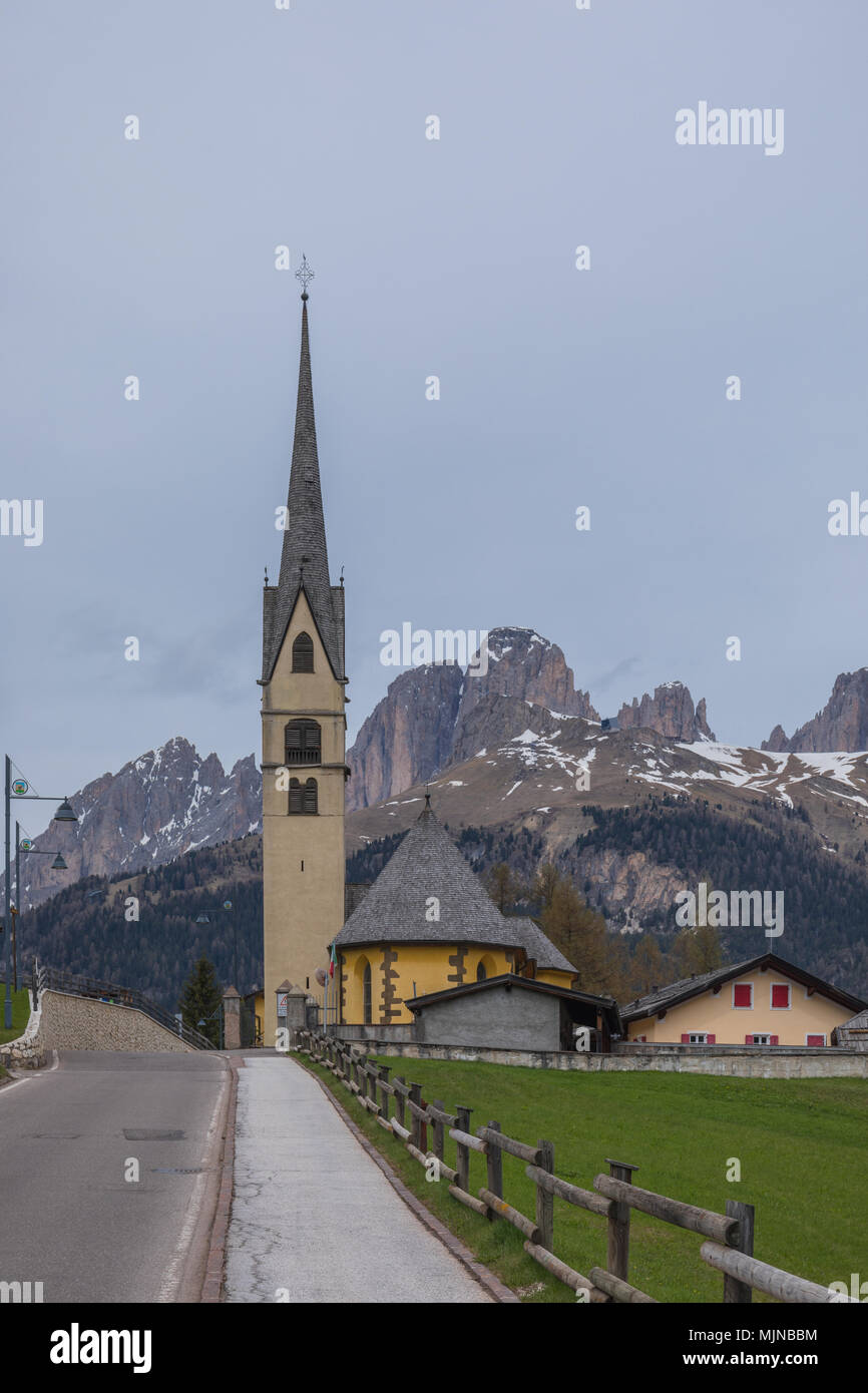 Church in Alba di Canazei, Dolomites, Italy Stock Photo - Alamy