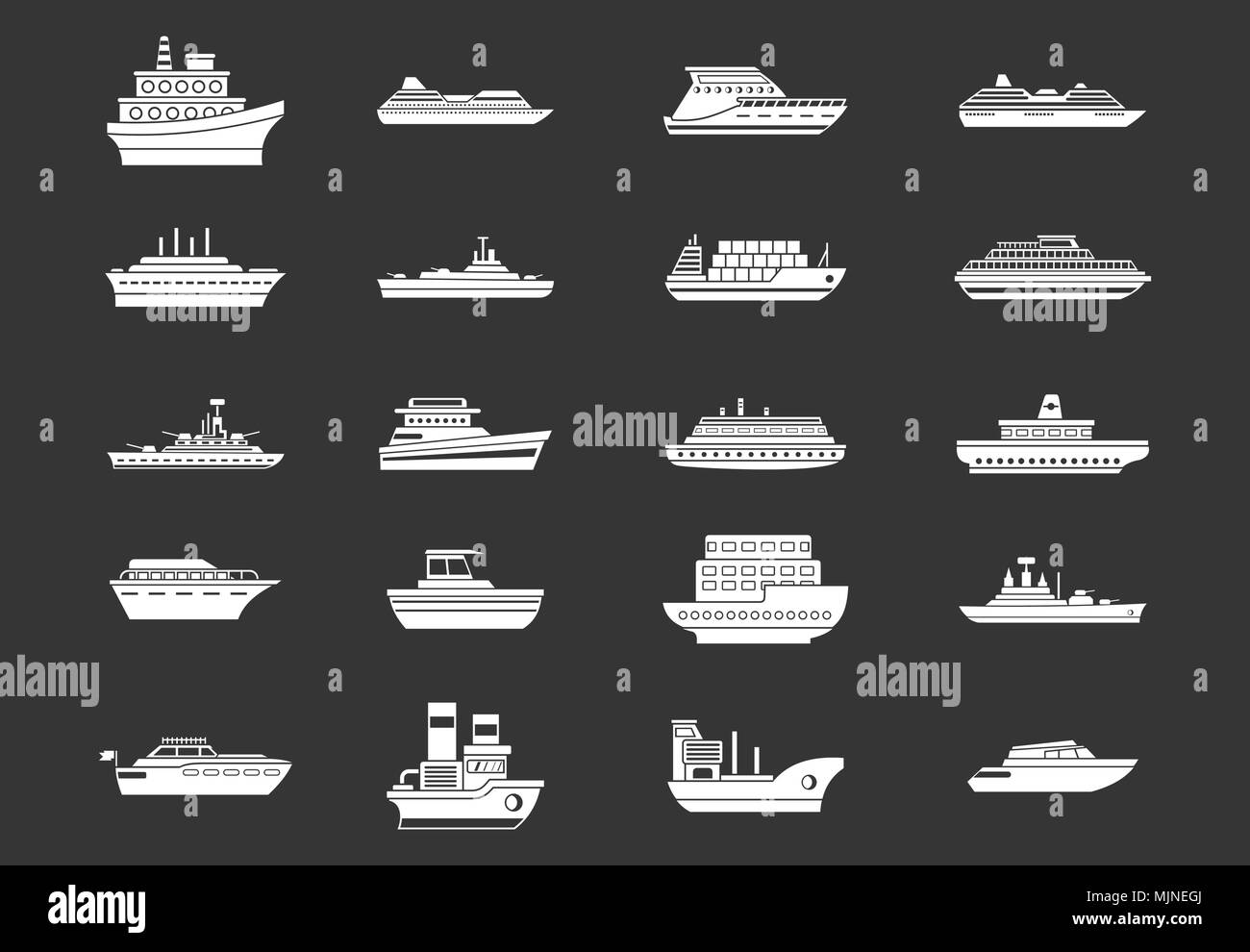 Ship icon set grey vector Stock Vector Image & Art - Alamy