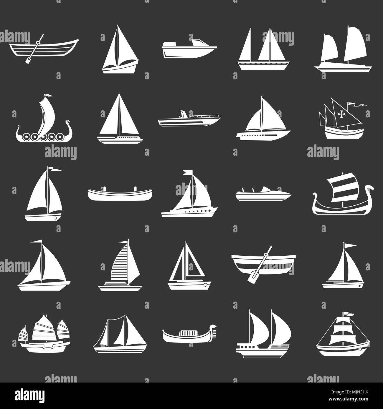 Boat icon set grey vector Stock Vector Image & Art - Alamy