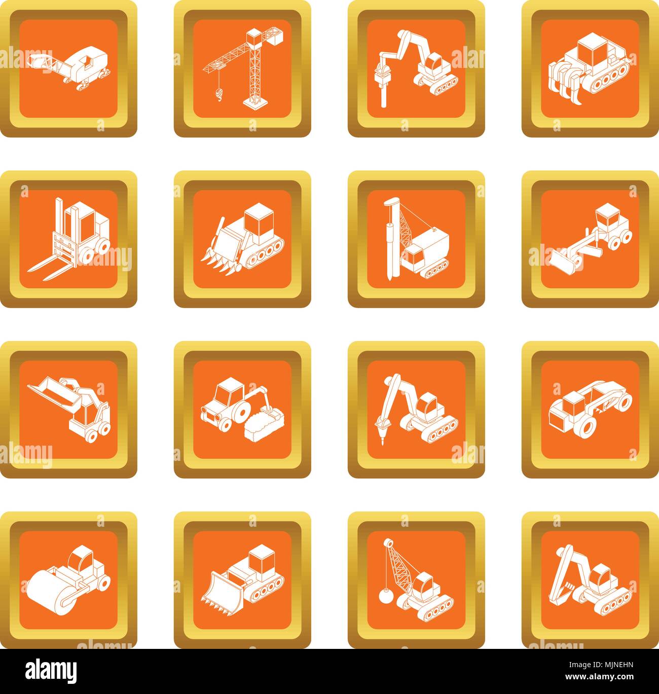 Building materials icons set orange square vector Stock Vector Image ...