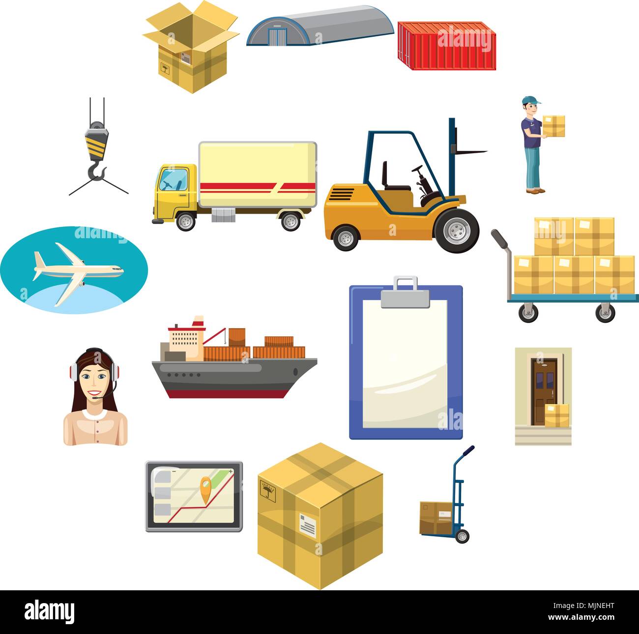 Logistics icons set, cartoon style Stock Vector Image & Art - Alamy