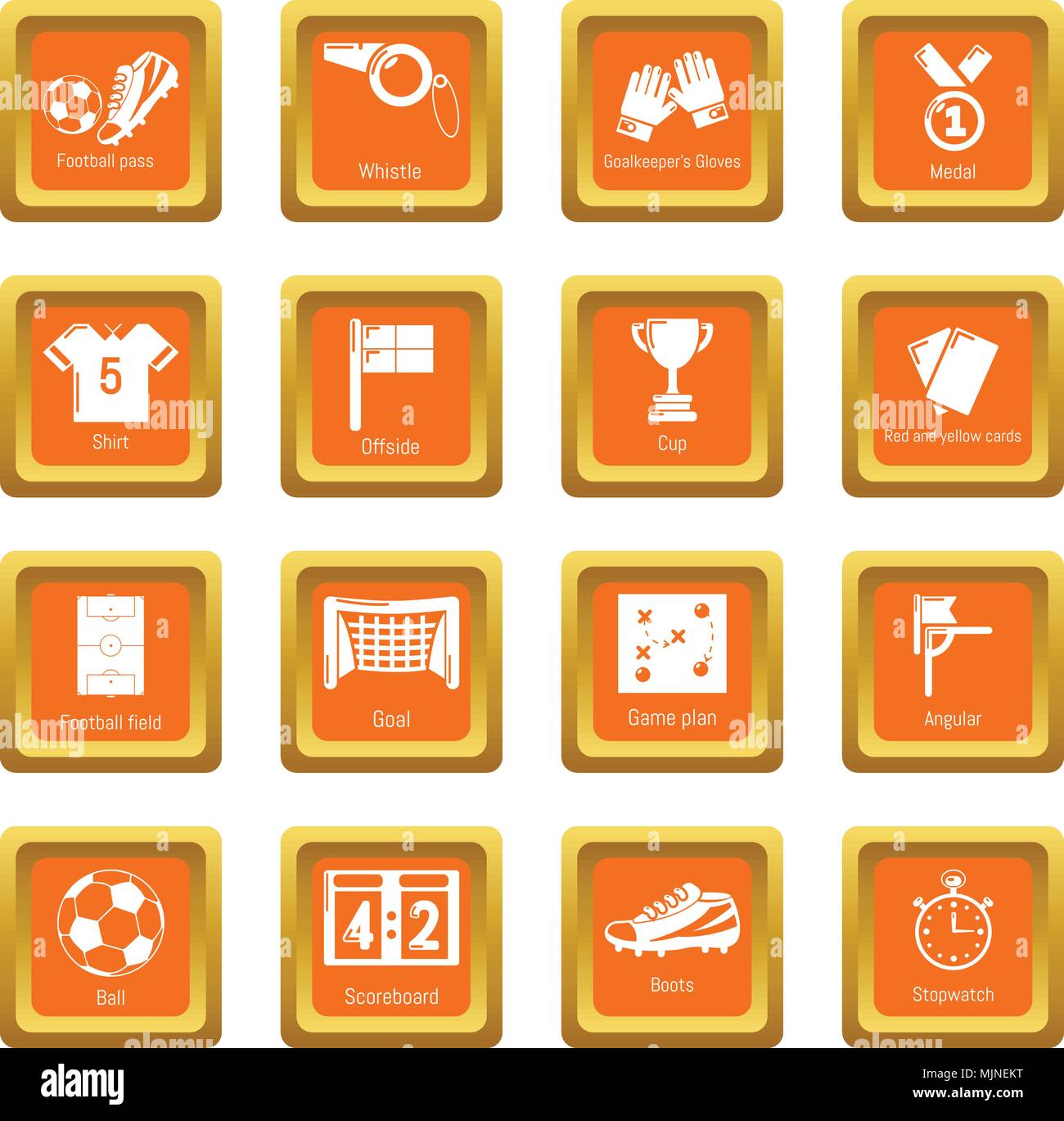 Soccer football icons set orange square vector Stock Vector Image & Art ...