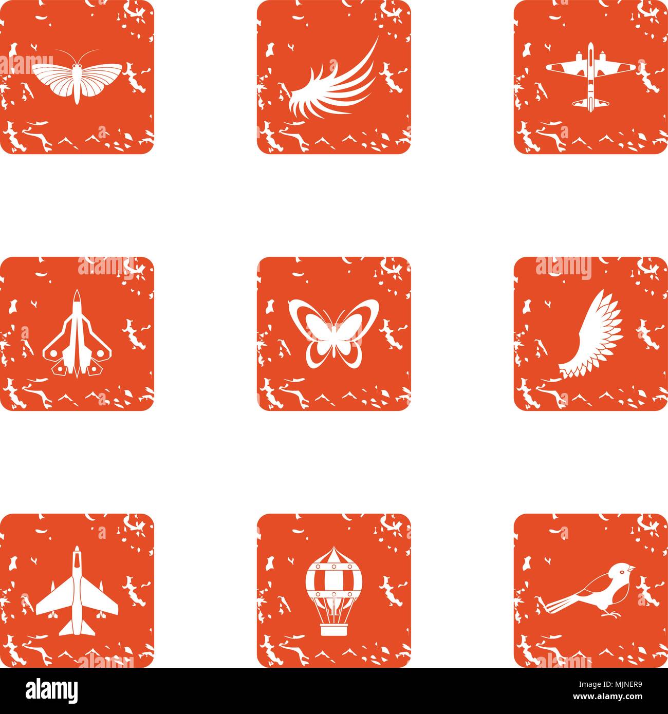 Flying object icons set, grunge style Stock Vector Image & Art - Alamy