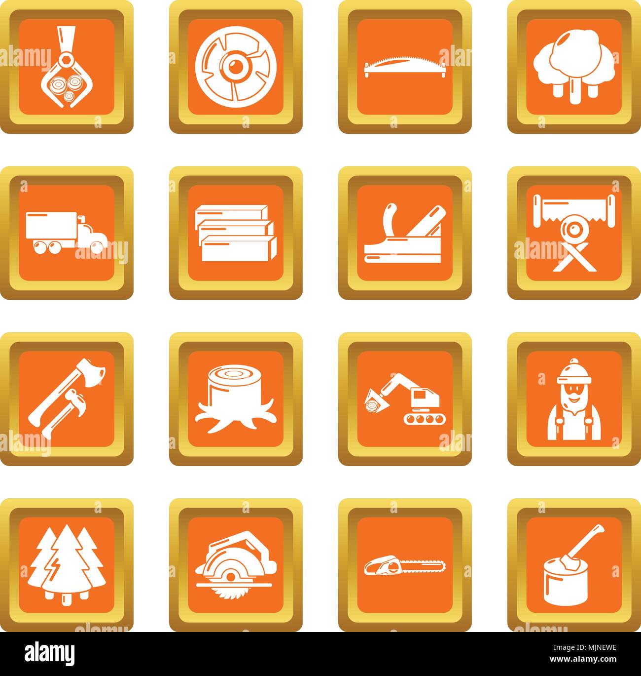 Timber industry icons set orange square vector Stock Vector Image & Art ...