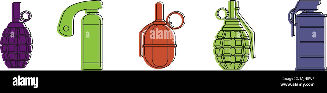 Grenade icon set, color outline style Stock Vector Image & Art - Alamy