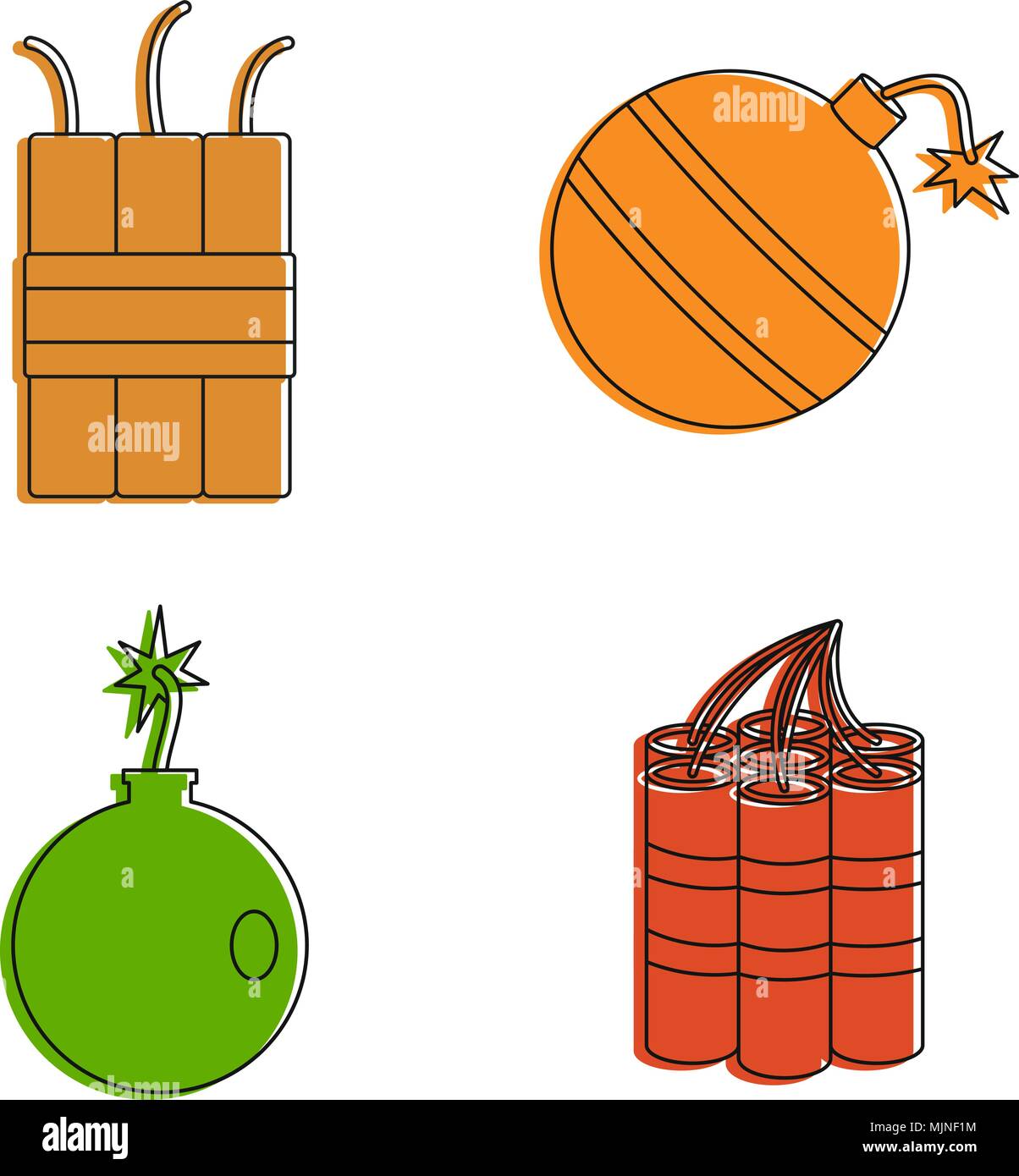 Bomb icon set, color outline style Stock Vector Image & Art - Alamy