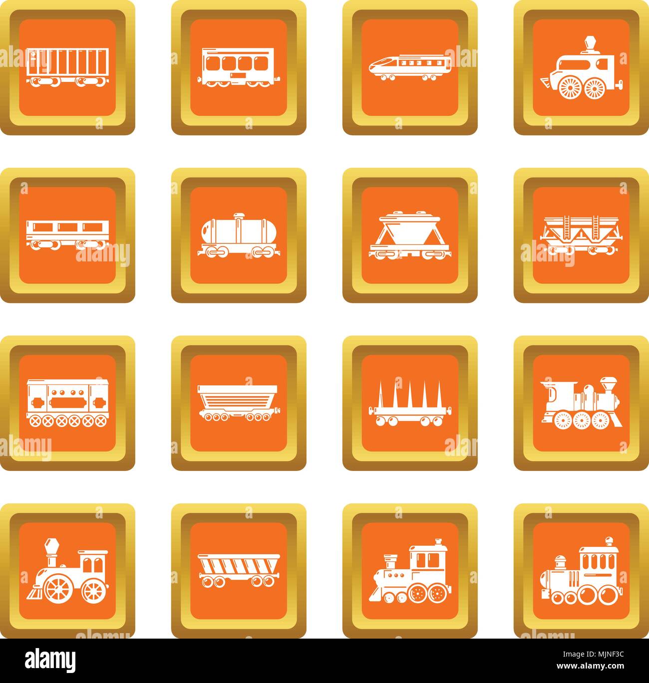 Railway carriage icons set orange square vector Stock Vector Image ...