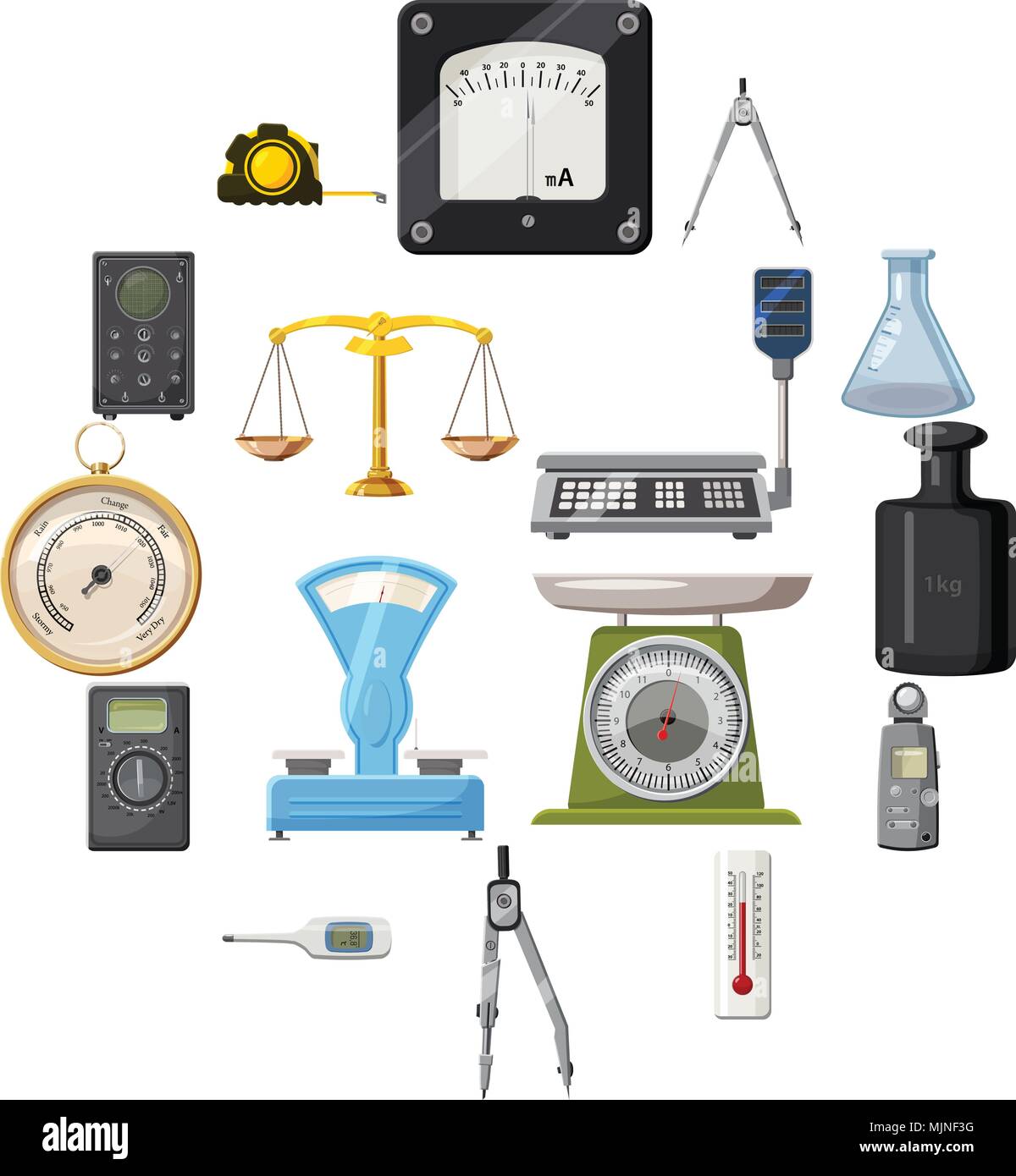 Measure precision tools icons set, cartoon style Stock Vector Image ...