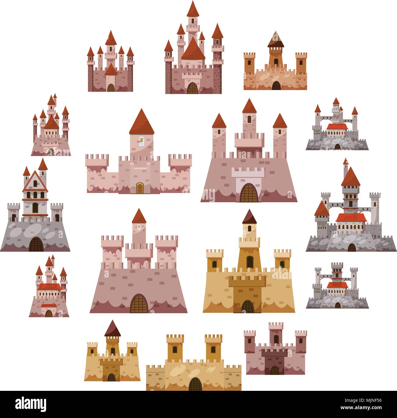 Castle tower icons set, cartoon style Stock Vector Image & Art - Alamy