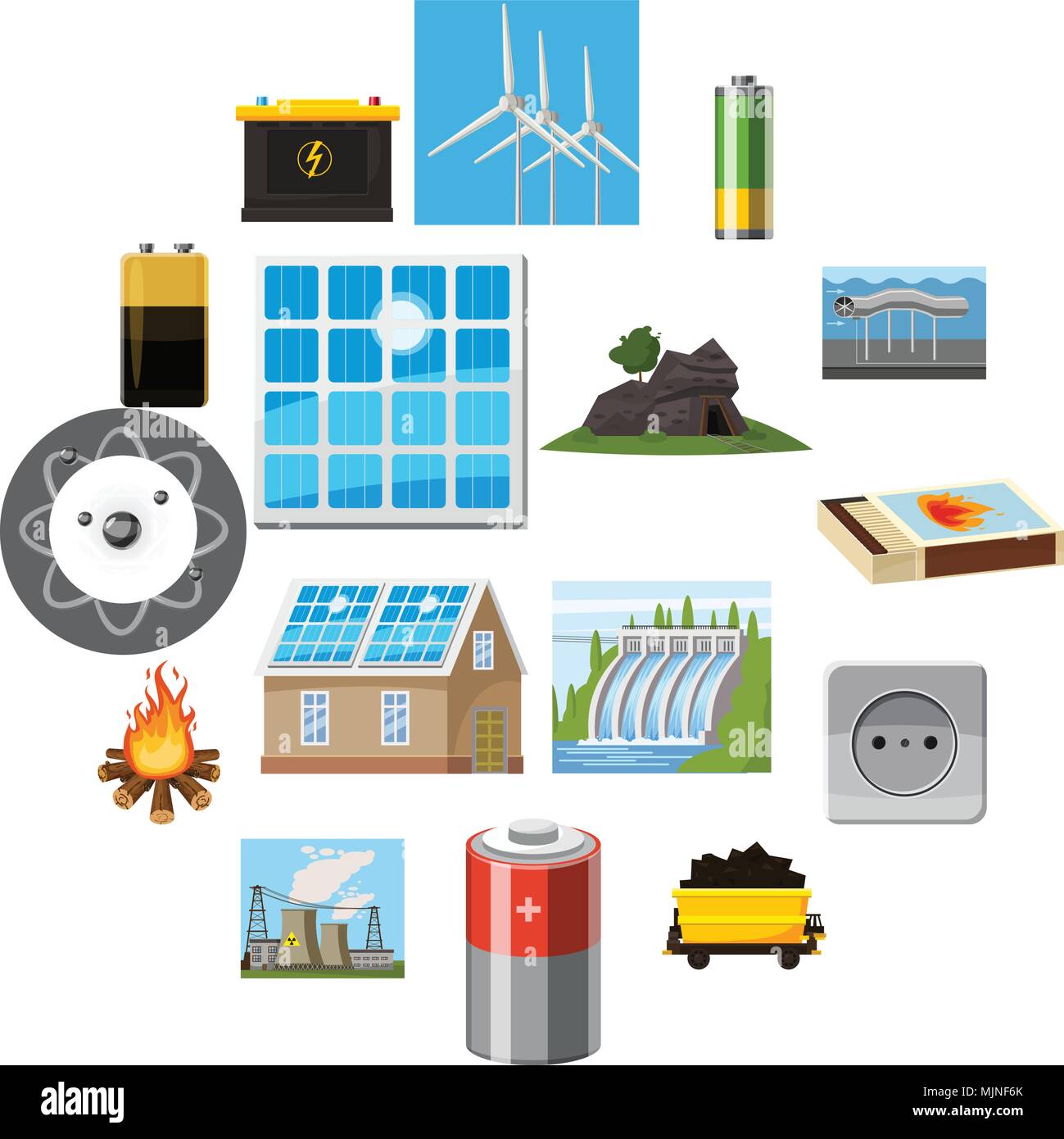 Energy sources items icons set, cartoon style Stock Vector Image & Art ...