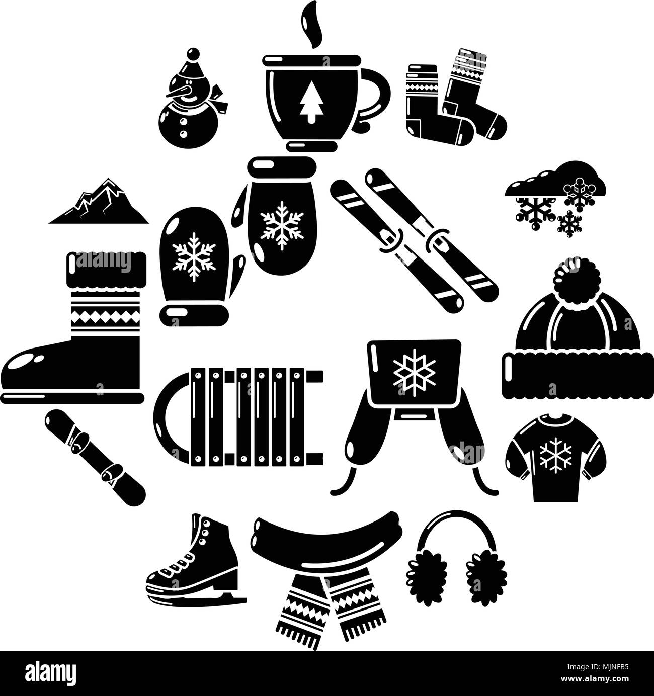 Winter clothes icons set, simple style Stock Vector Image & Art - Alamy