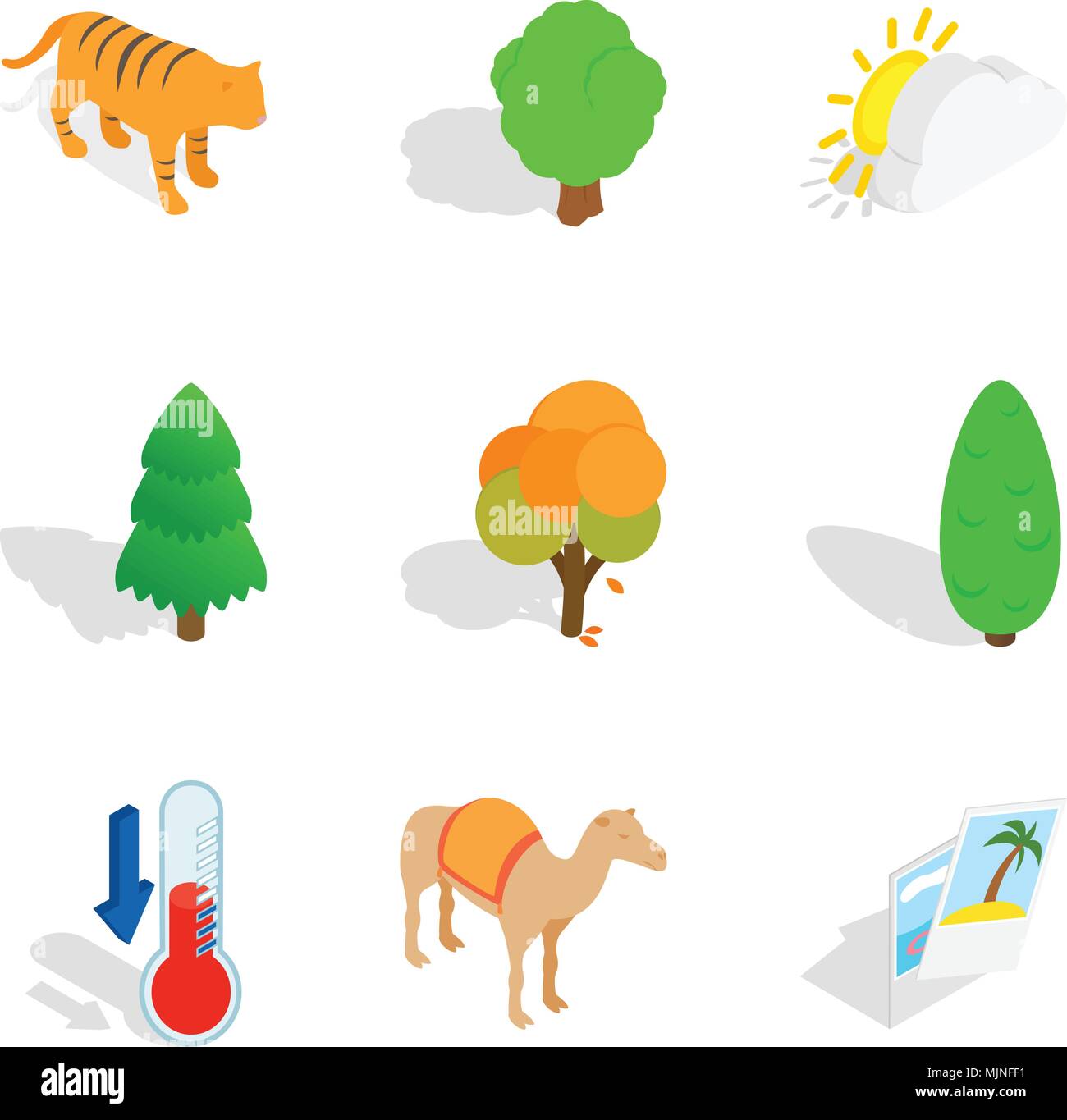 Wildlife sanctuary icons set, isometric style Stock Vector Image & Art ...