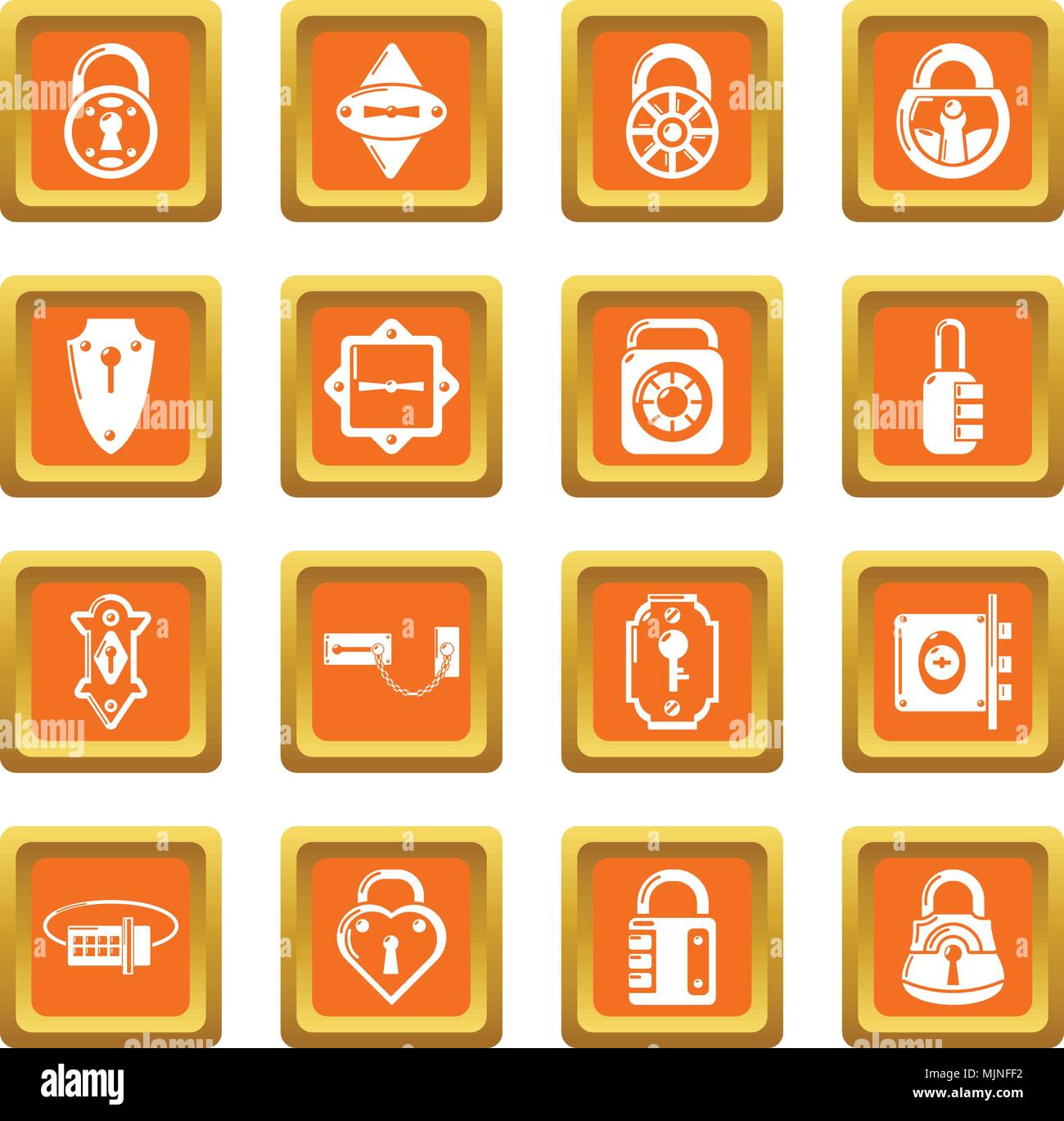 Lock door types icons set orange square vector Stock Vector Image & Art ...