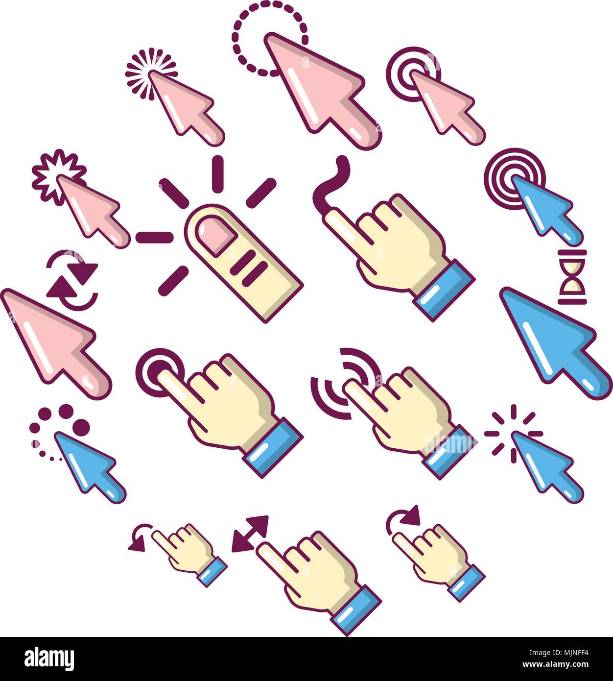 Hand click icons set, cartoon style Stock Vector Image & Art - Alamy