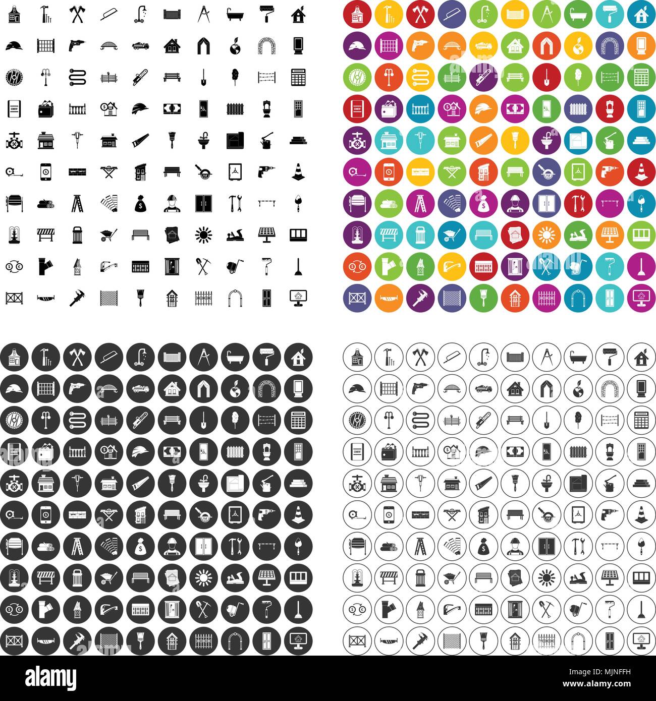 100 individual construction icons set vector variant Stock Vector Image ...