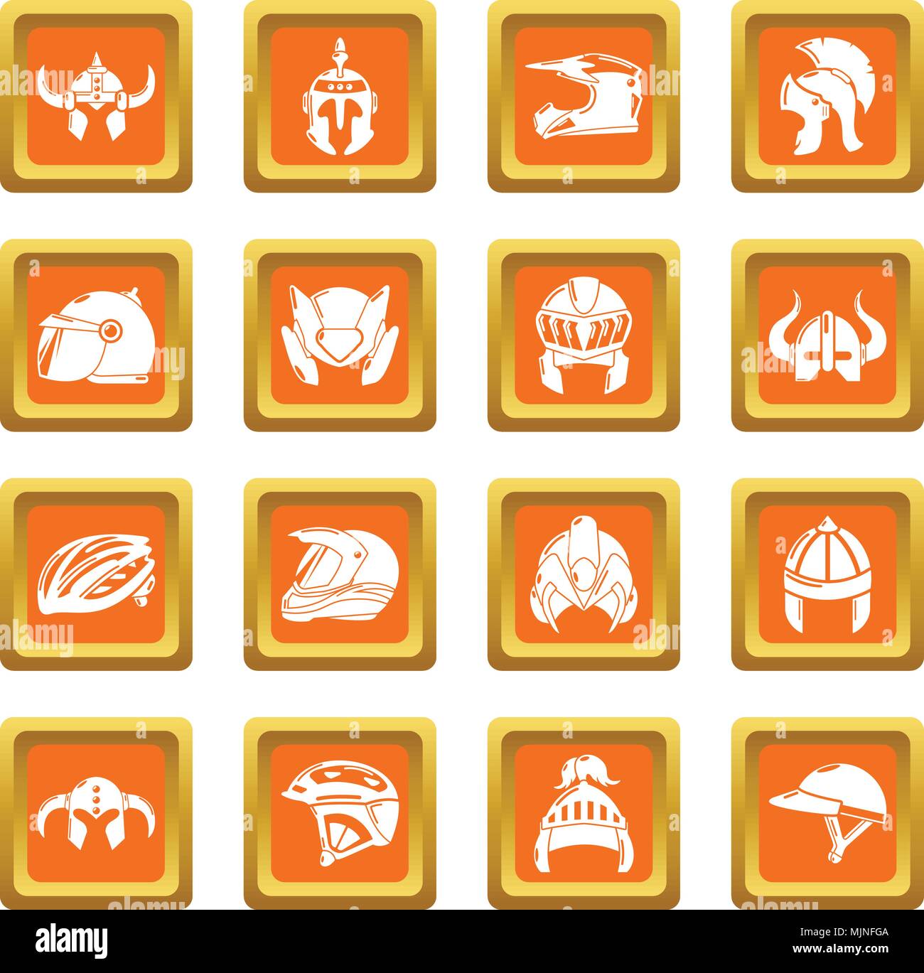 Helmet icons set orange square vector Stock Vector Image & Art - Alamy