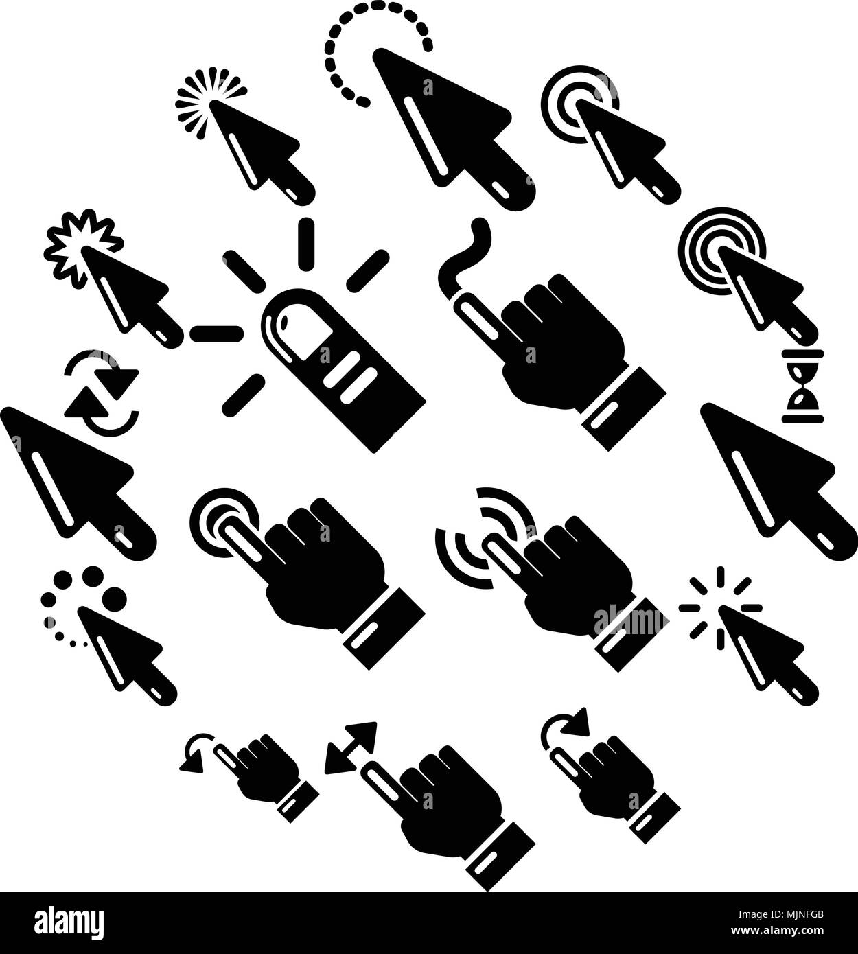 Hand click icons set, simple style Stock Vector Image & Art - Alamy