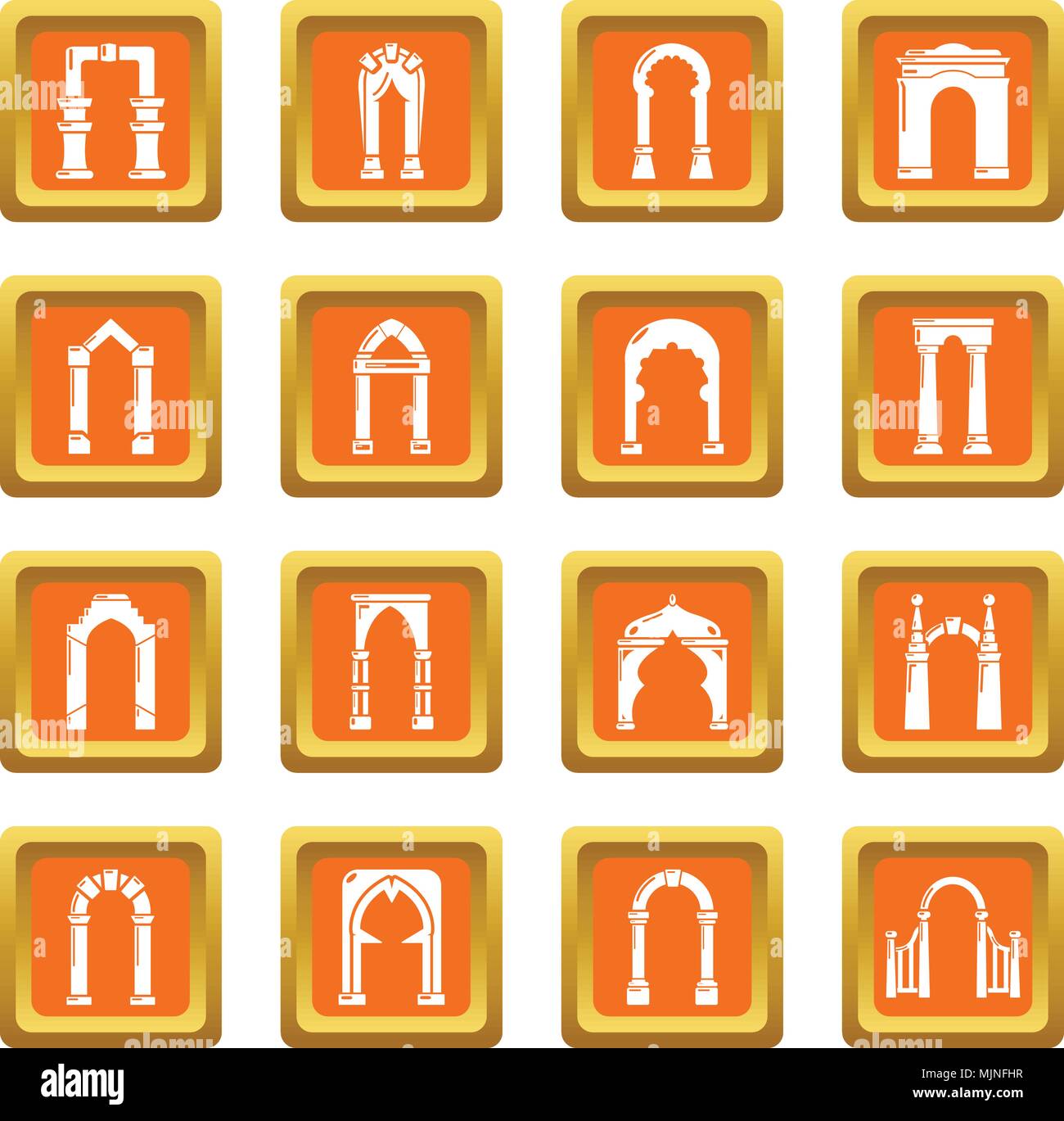 Arch types icons set orange square vector Stock Vector Image & Art - Alamy