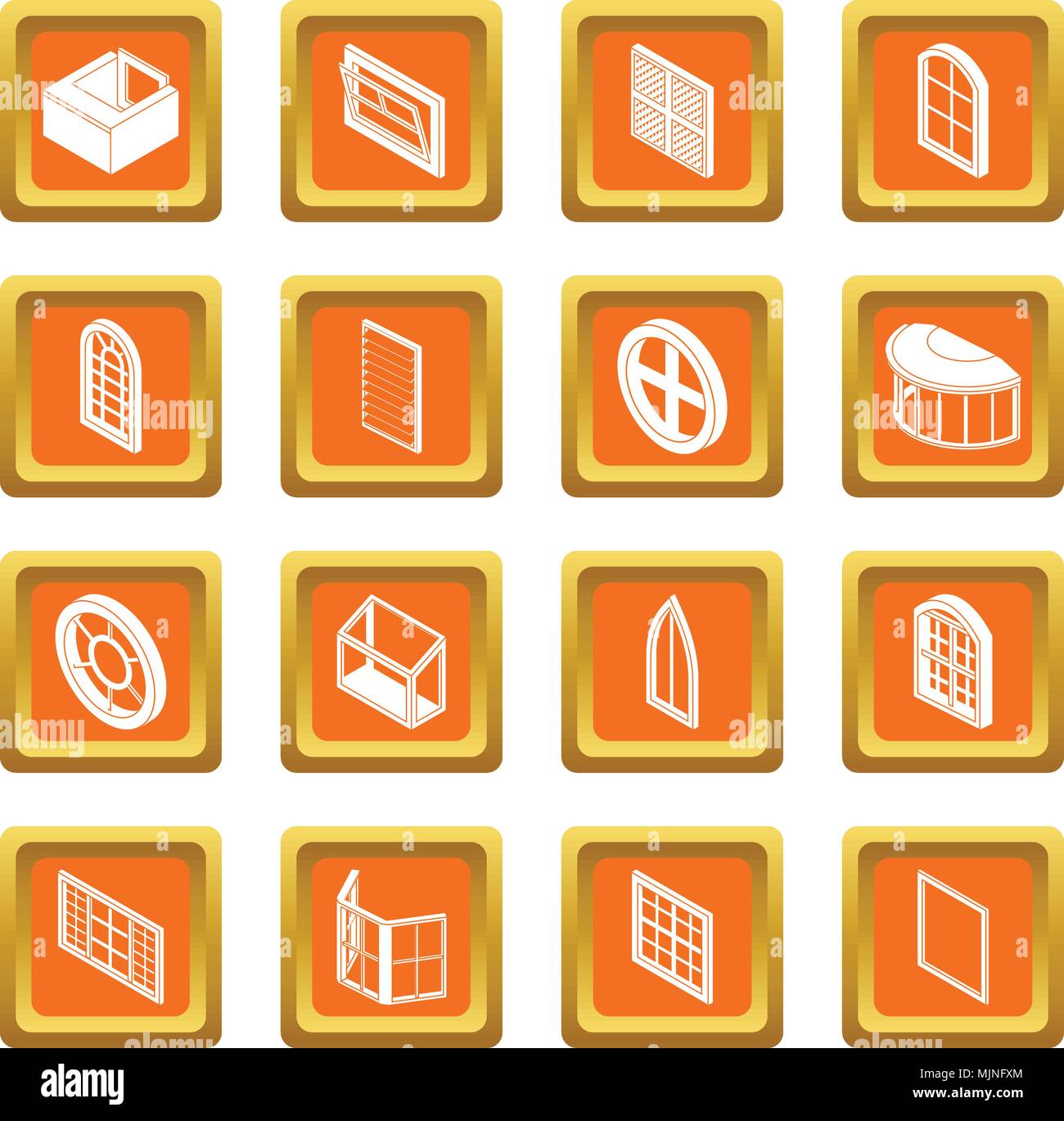 Window forms icons set orange square vector Stock Vector Image & Art ...