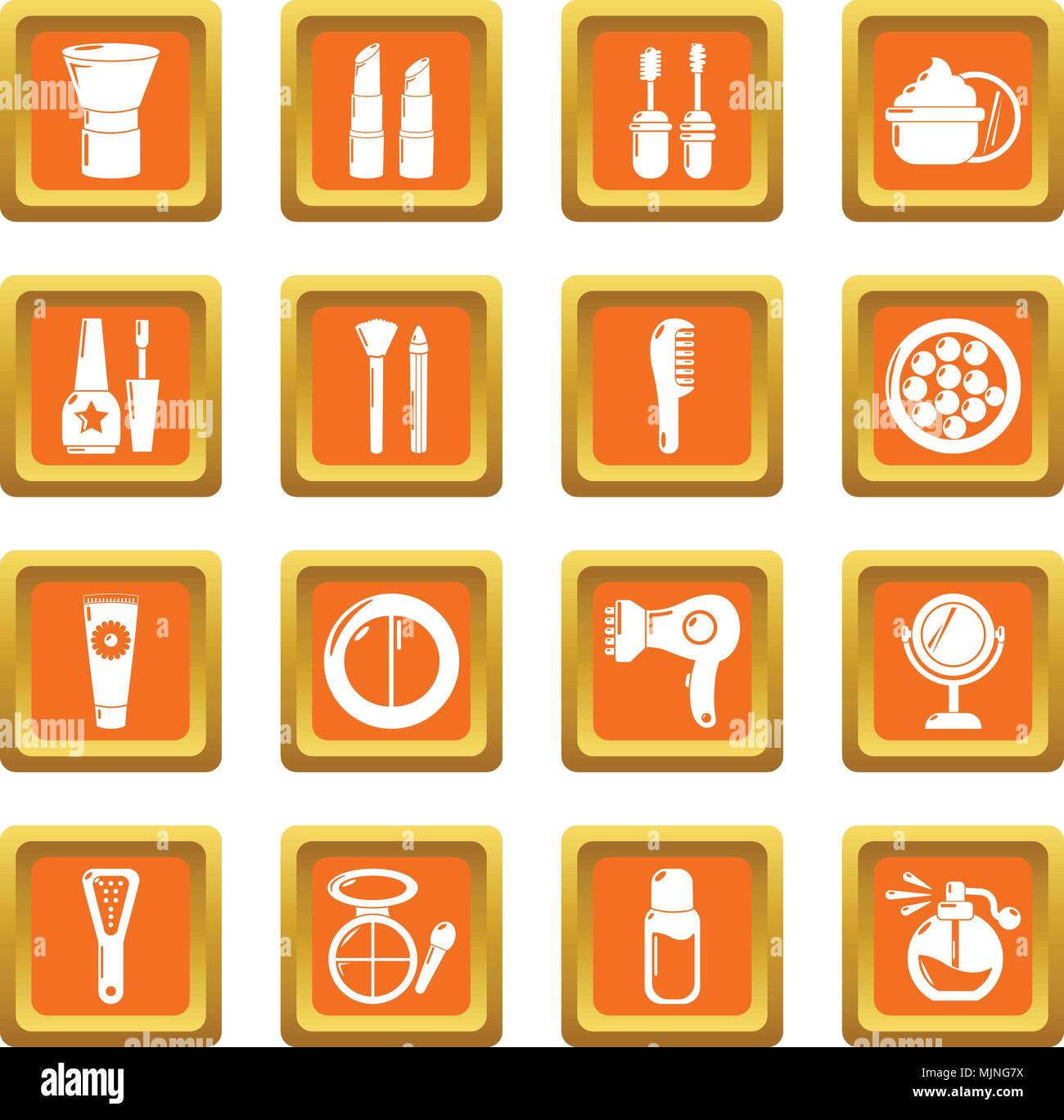 Cosmetics icons set orange square vector Stock Vector Image & Art - Alamy
