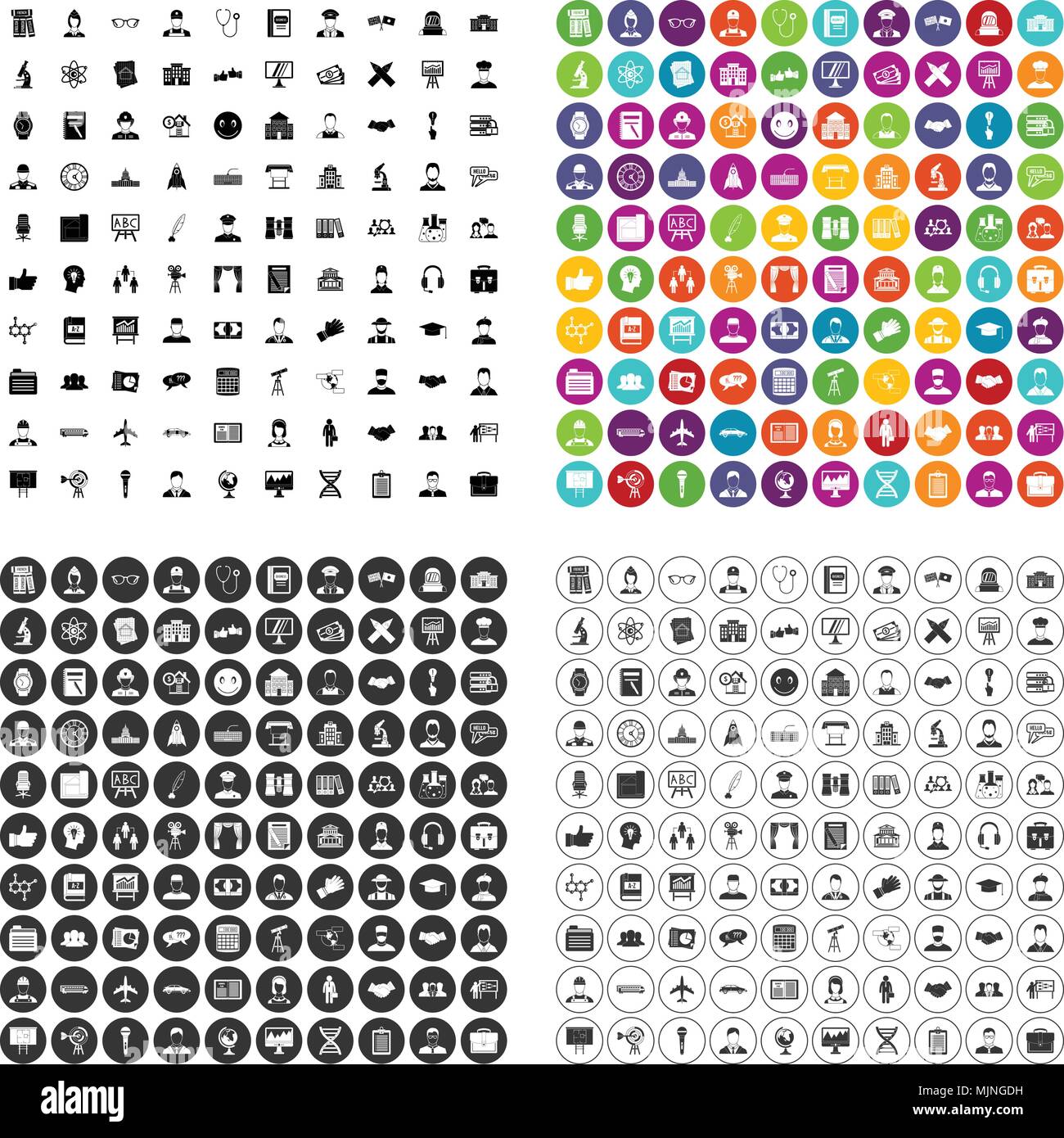 100 intelligent icons set vector variant Stock Vector Image & Art - Alamy