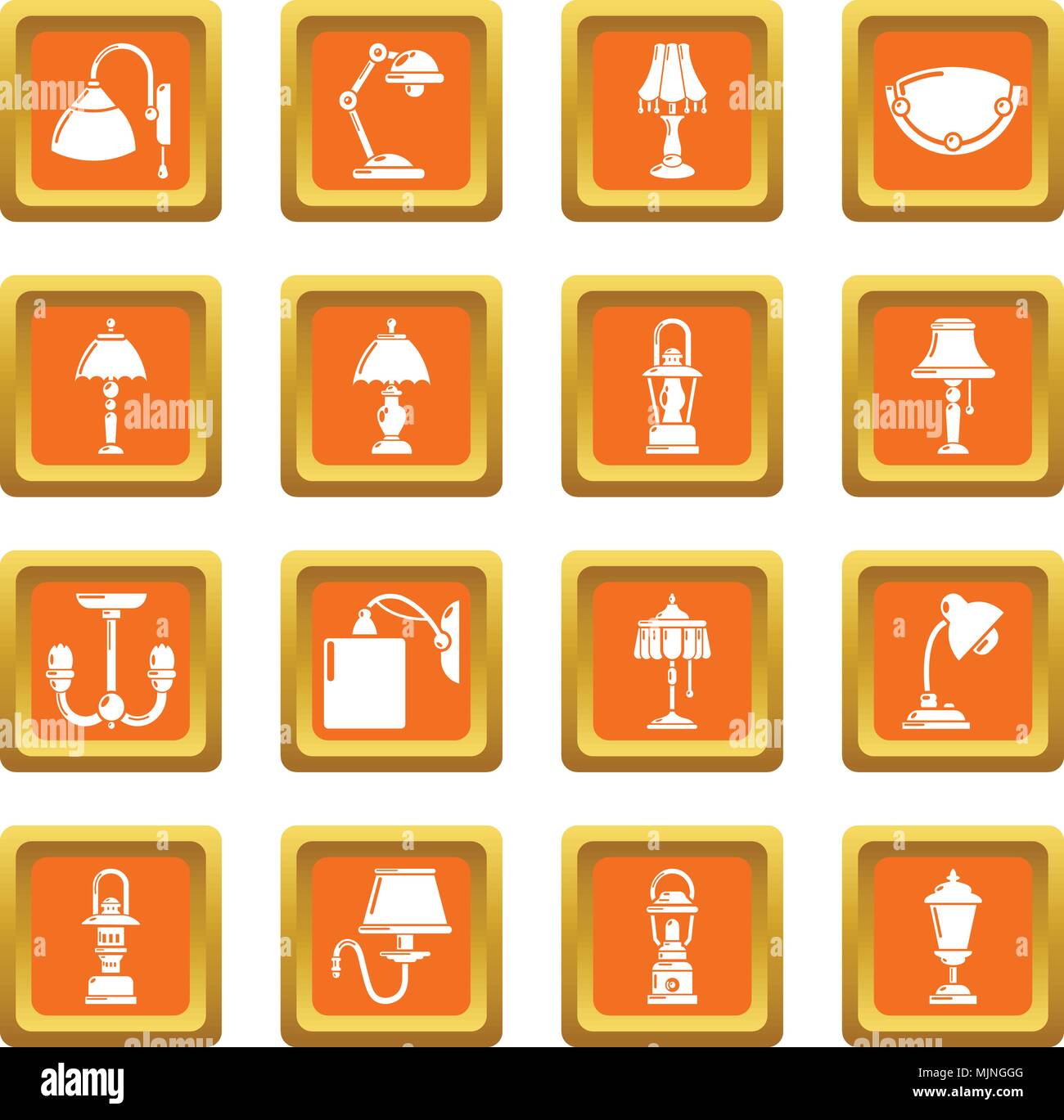 Lamp icons set orange square vector Stock Vector Image & Art - Alamy
