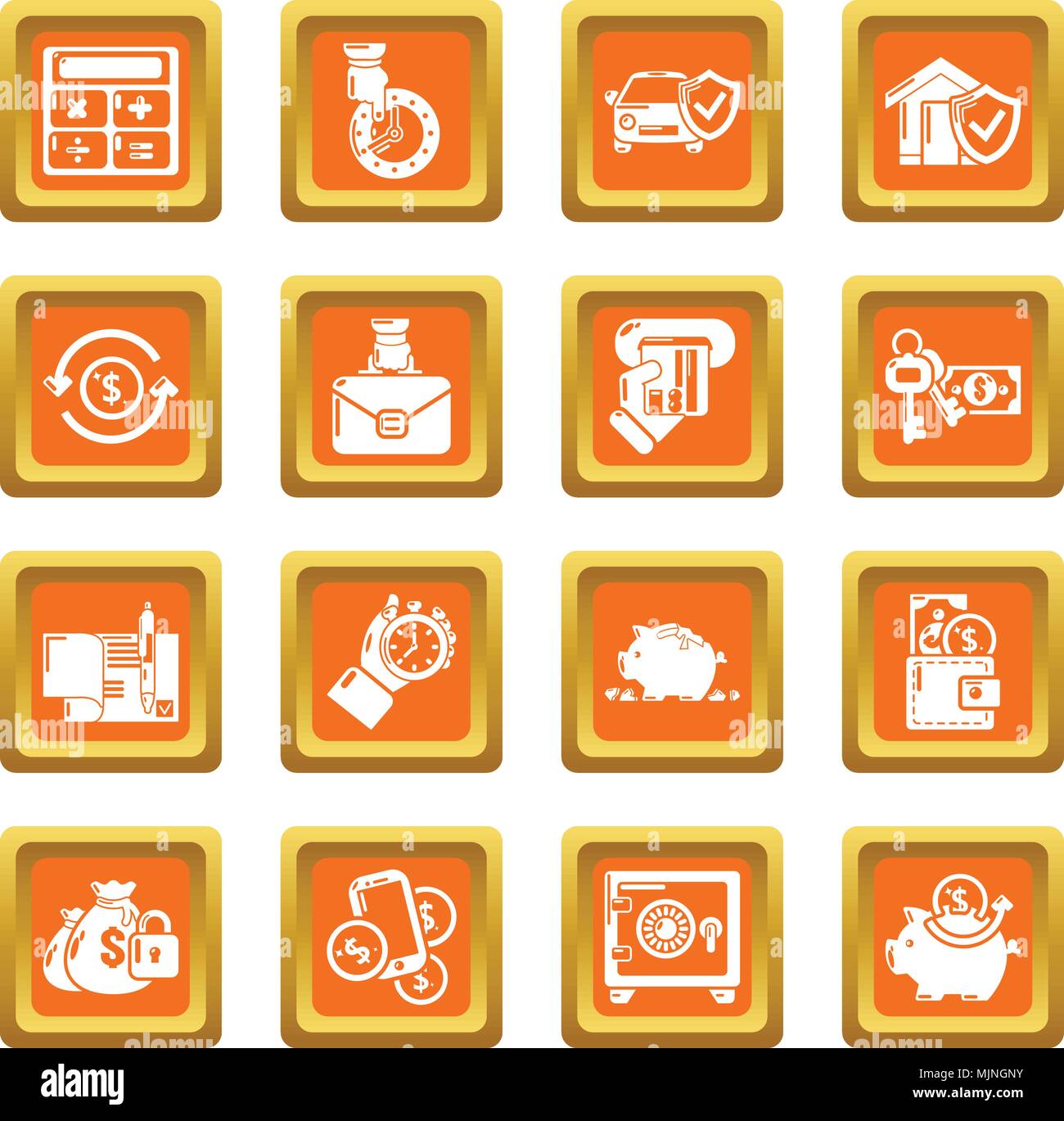 Credit icons set orange square vector Stock Vector Image & Art - Alamy