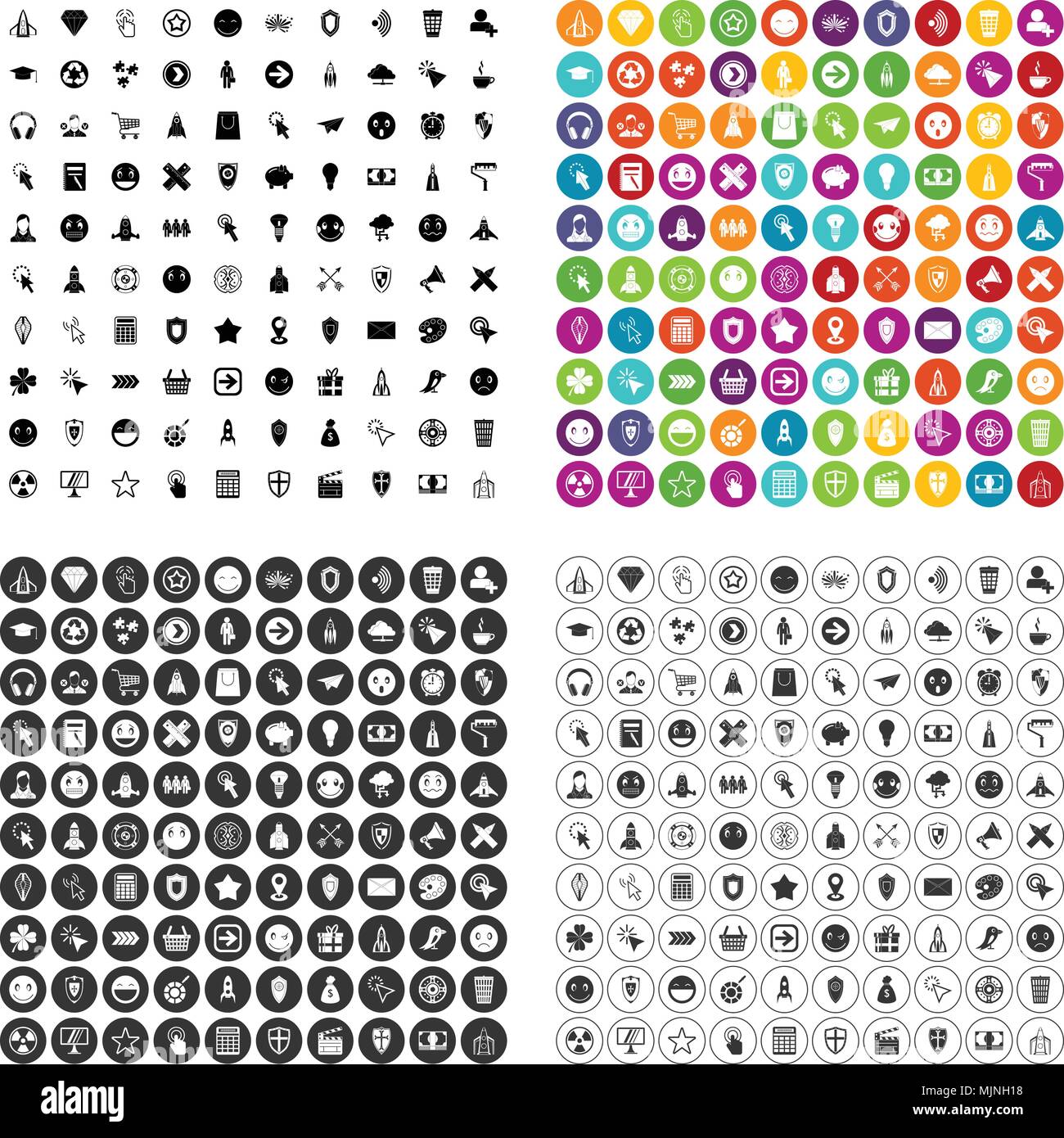 100 interface pictogram icons set vector variant Stock Vector Image ...