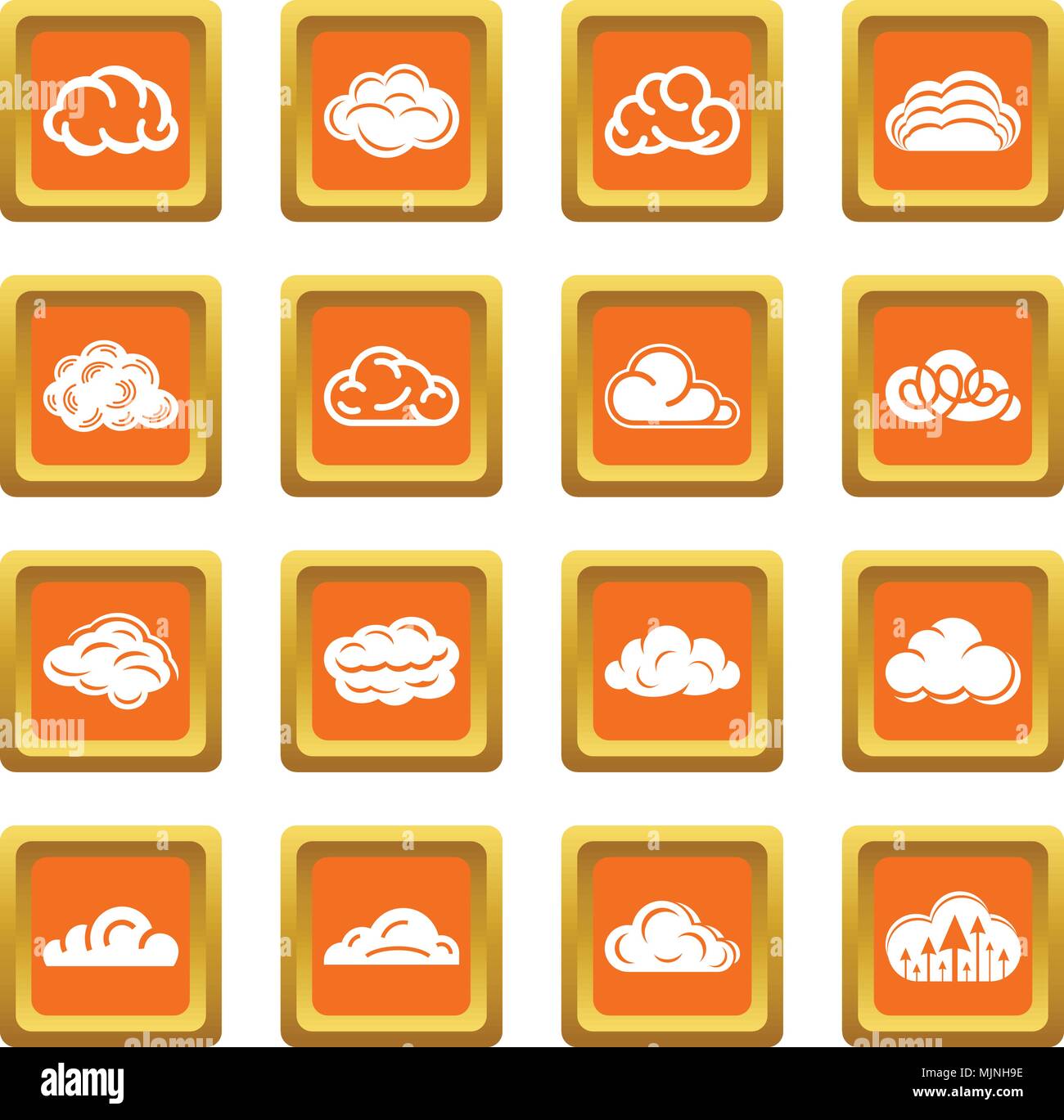 Cloud icons set orange square vector Stock Vector Image & Art - Alamy