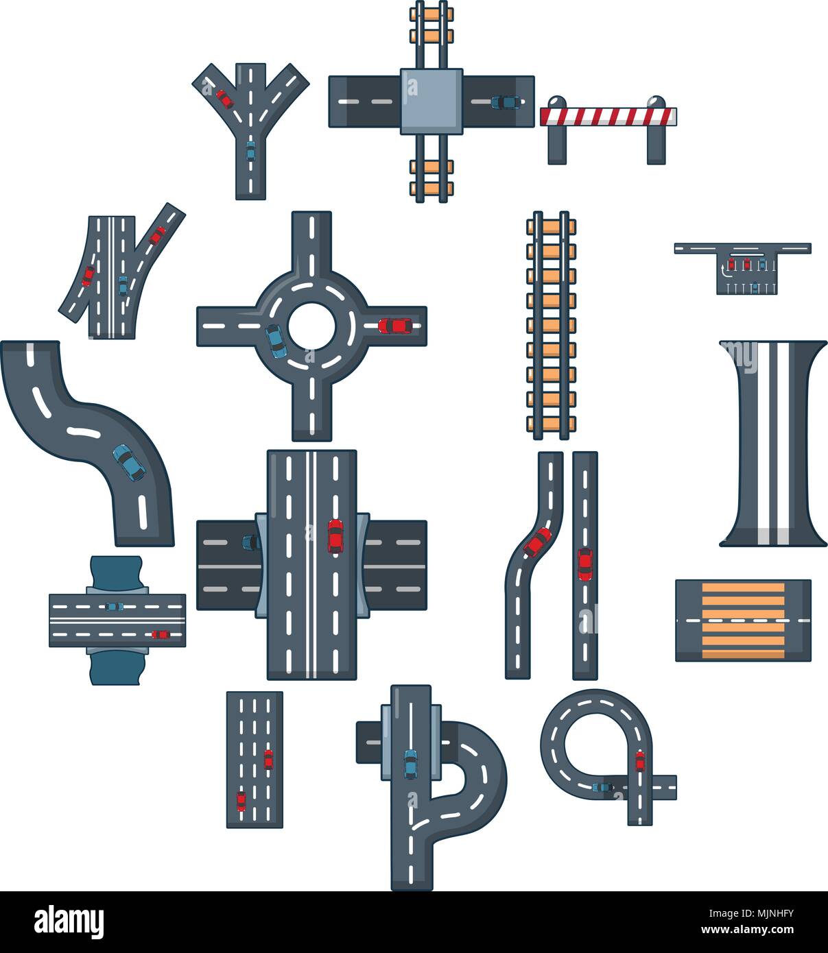 Road parts constructor icons set, cartoon style Stock Vector Image ...