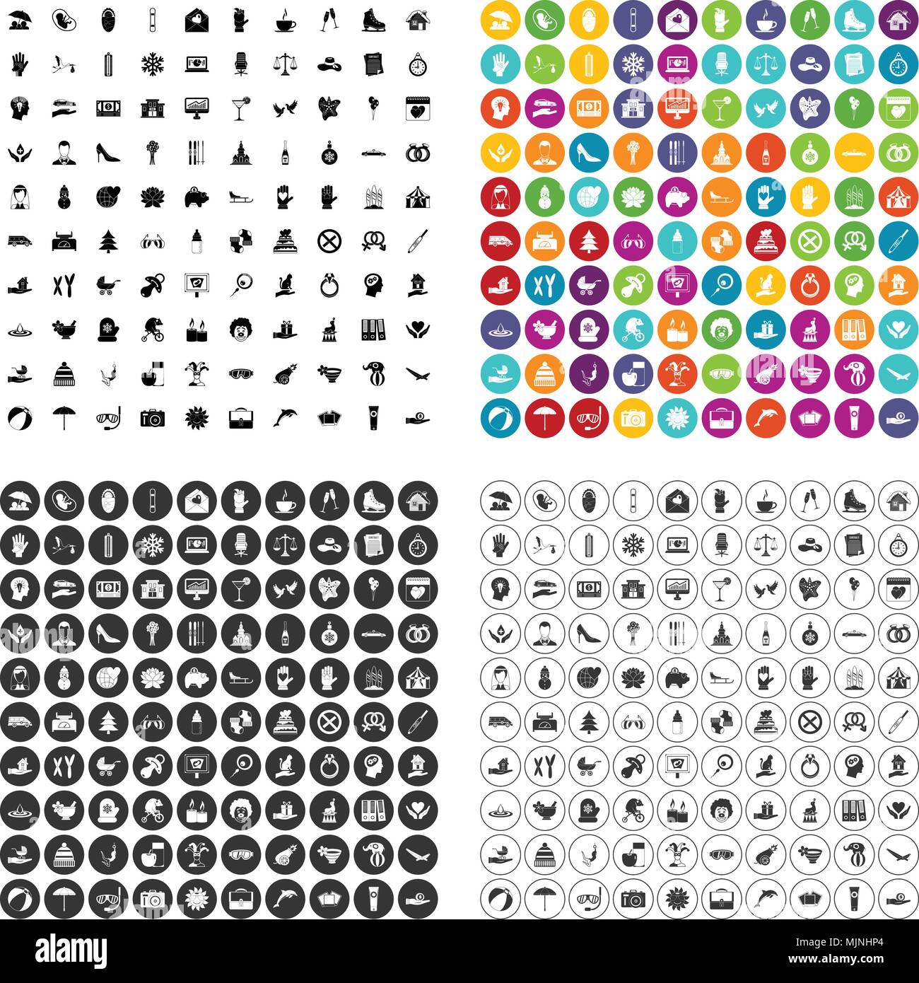 100 joy icons set vector variant Stock Vector Image & Art - Alamy