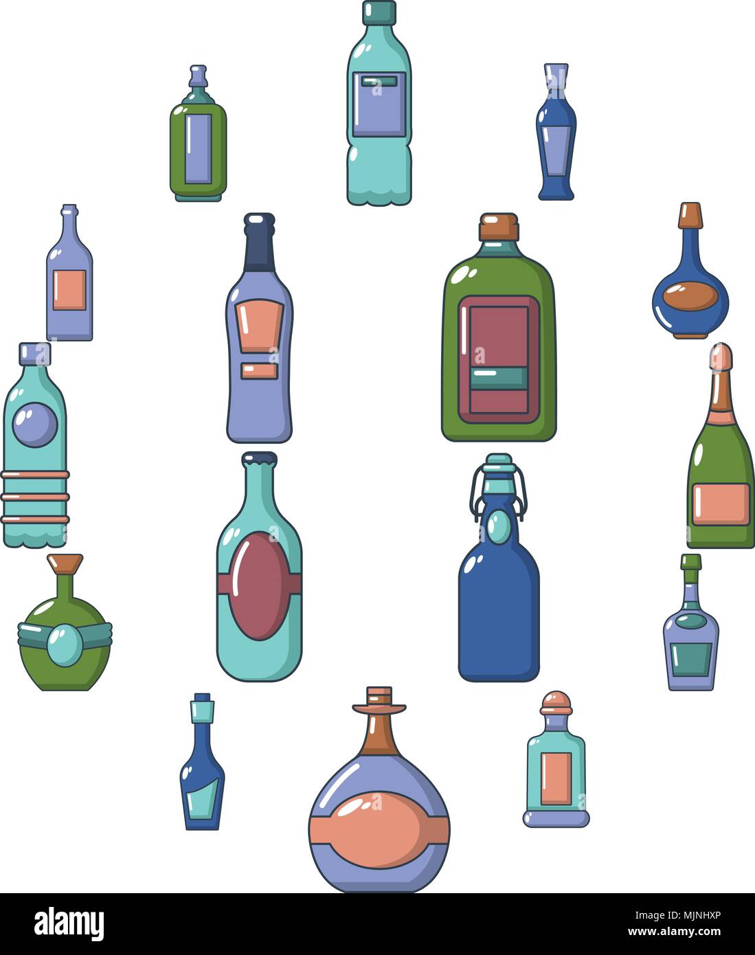 Bottles icons set, cartoon style Stock Vector Image & Art - Alamy