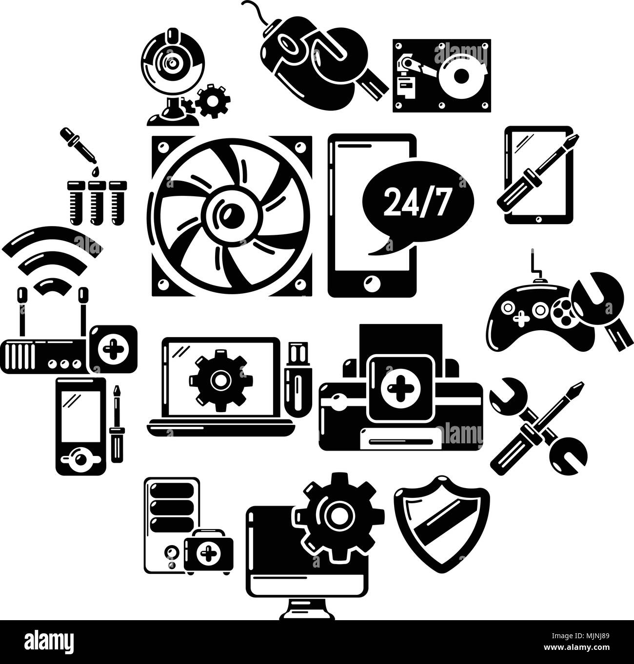 Computer repair service icons set, simple style Stock Vector Image ...