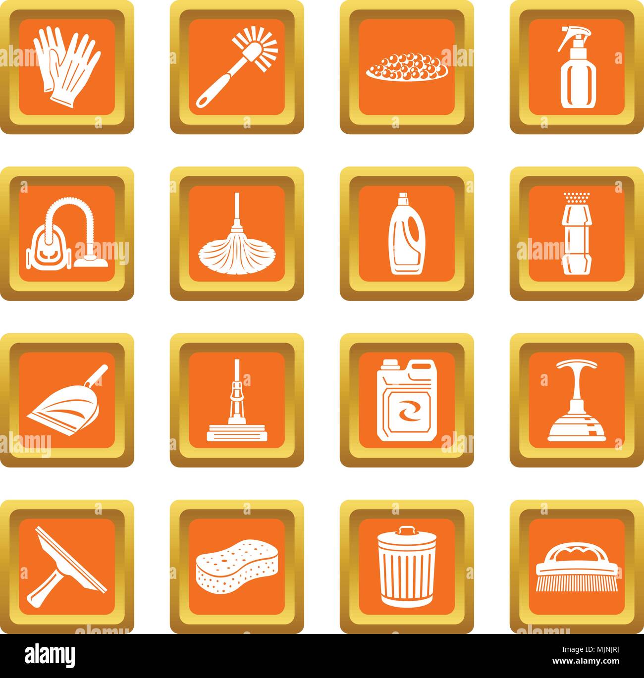Cleaning icons set orange square vector Stock Vector Image & Art - Alamy