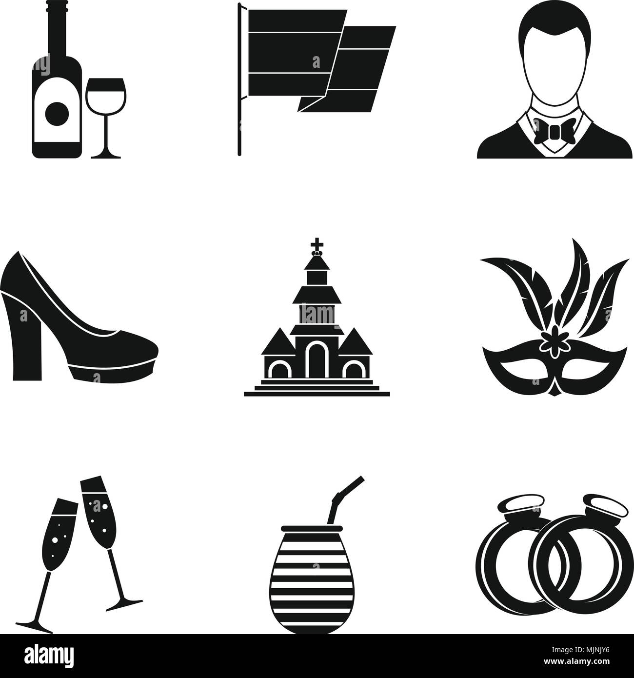 Wine Icons Set Simple Style Stock Vector Image And Art Alamy