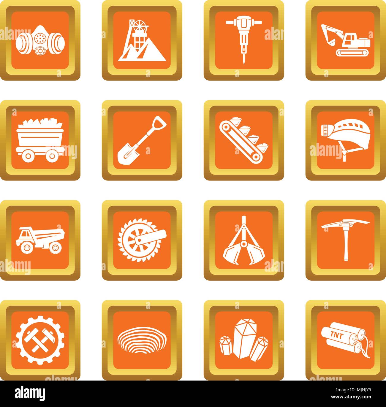 Coal mine icons set orange square vector Stock Vector Image & Art - Alamy