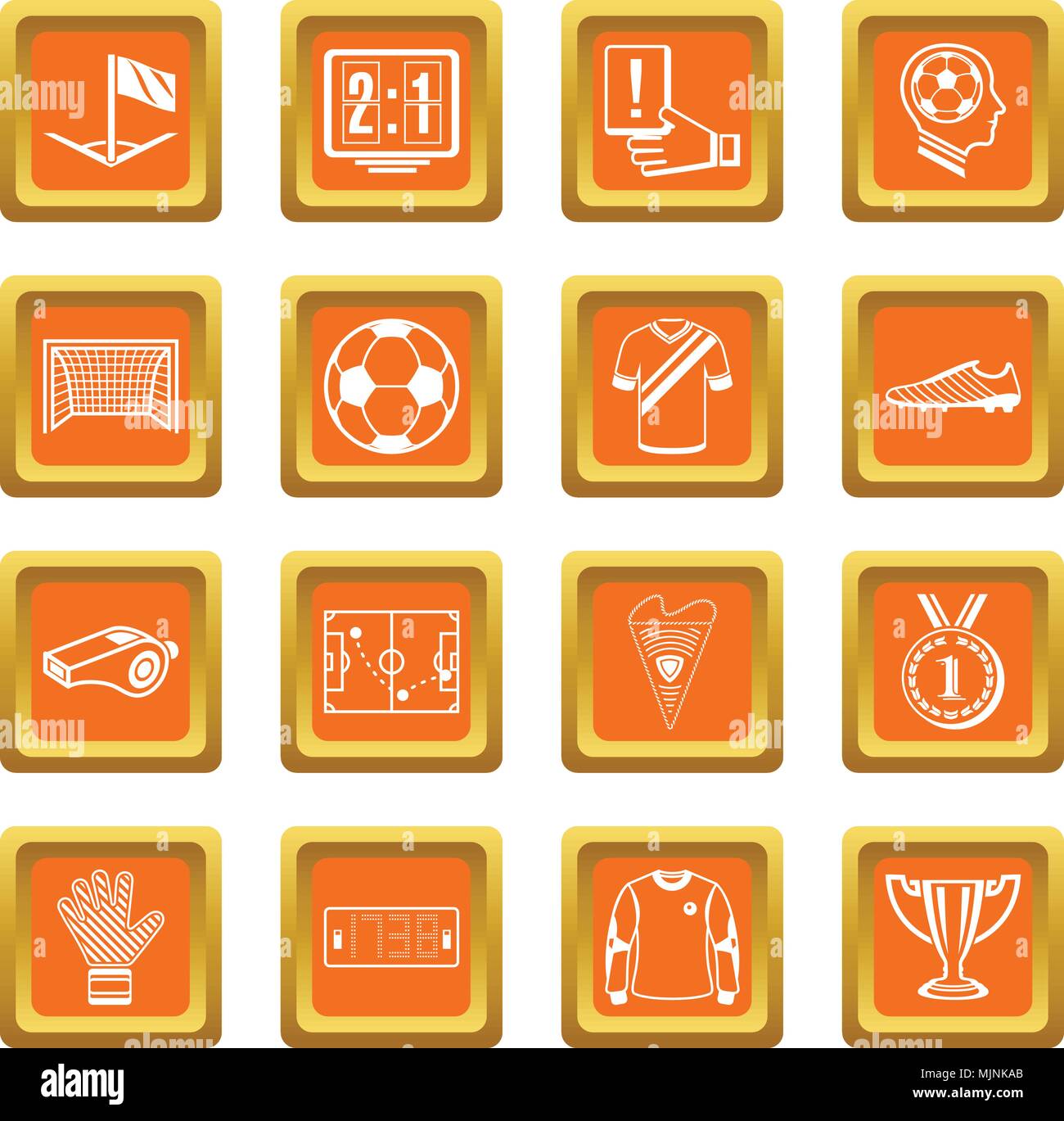 Soccer football icons set orange square vector Stock Vector Image & Art ...