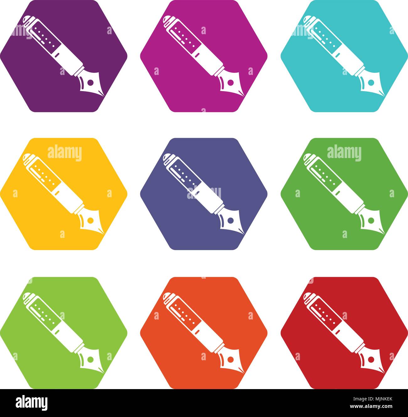 Pen icons set 9 vector Stock Vector Image & Art - Alamy