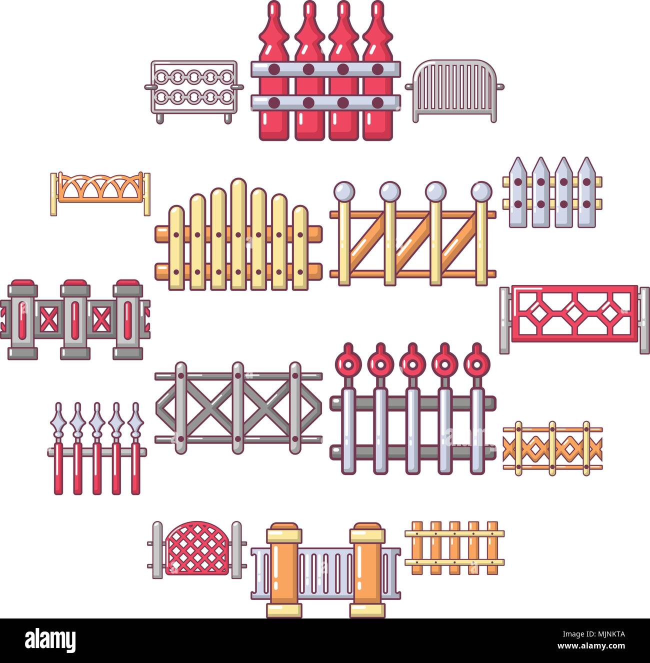 Different fencing icons set, cartoon style Stock Vector Image & Art - Alamy